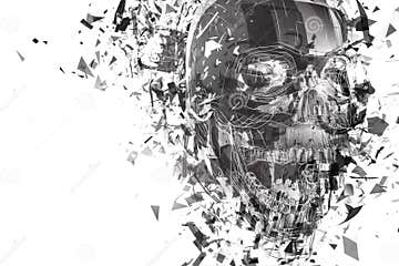 Vector Exploded Skull with Splashes in All Directions Stock ...