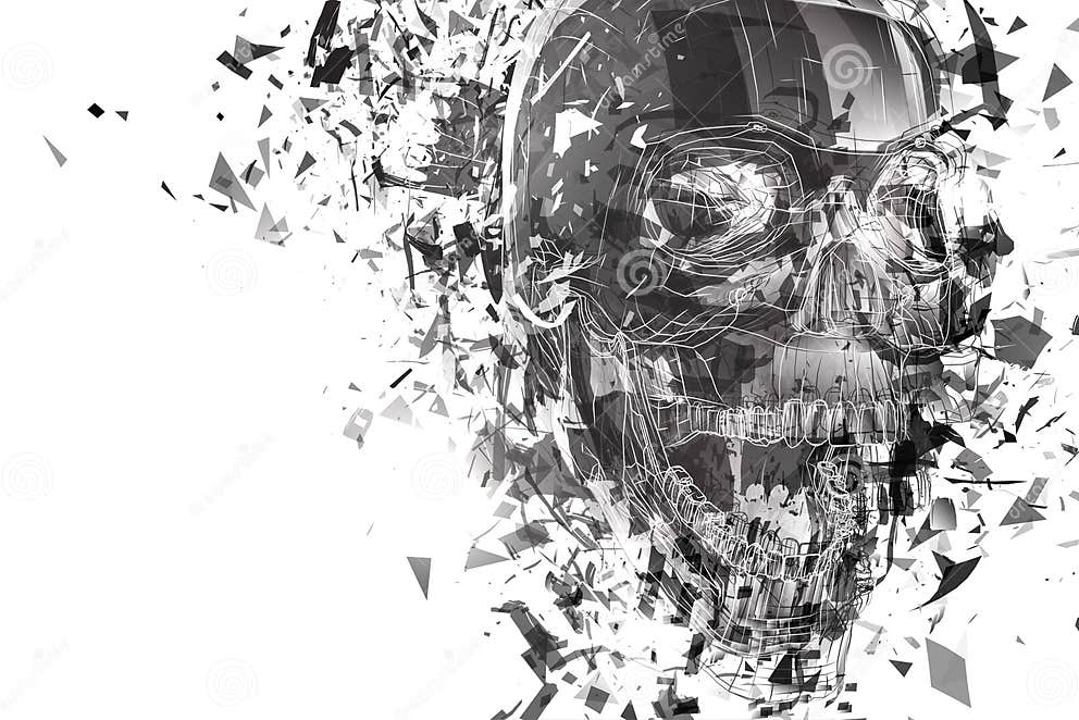 Vector Exploded Skull with Splashes in All Directions Stock ...