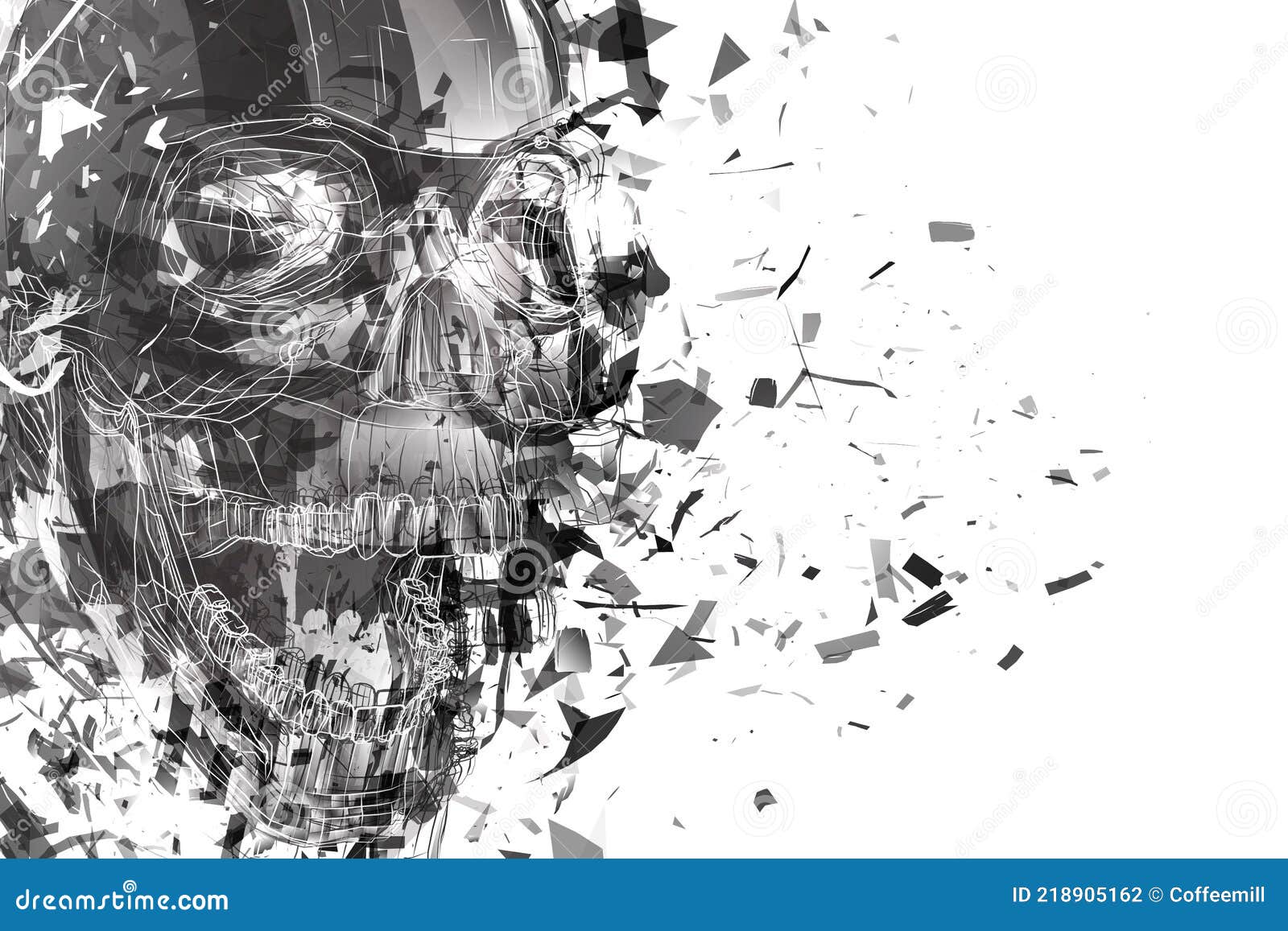 Vector Exploded Skull with Splashes in All Directions Stock ...