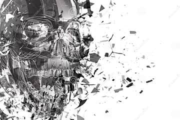 Vector Exploded Skull with Splashes in All Directions Stock ...