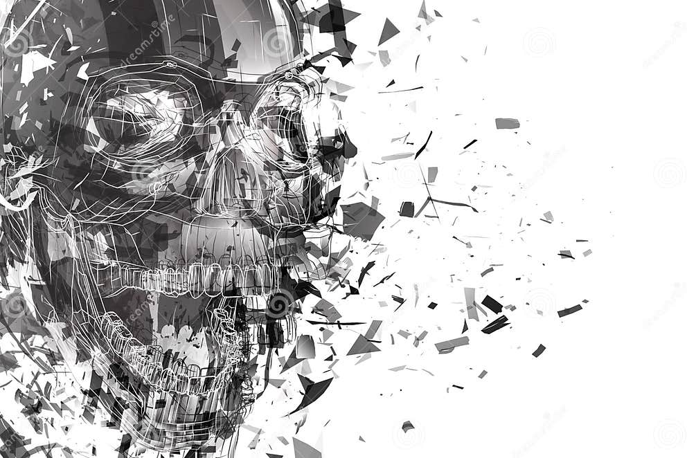 Vector Exploded Skull with Splashes in All Directions Stock ...