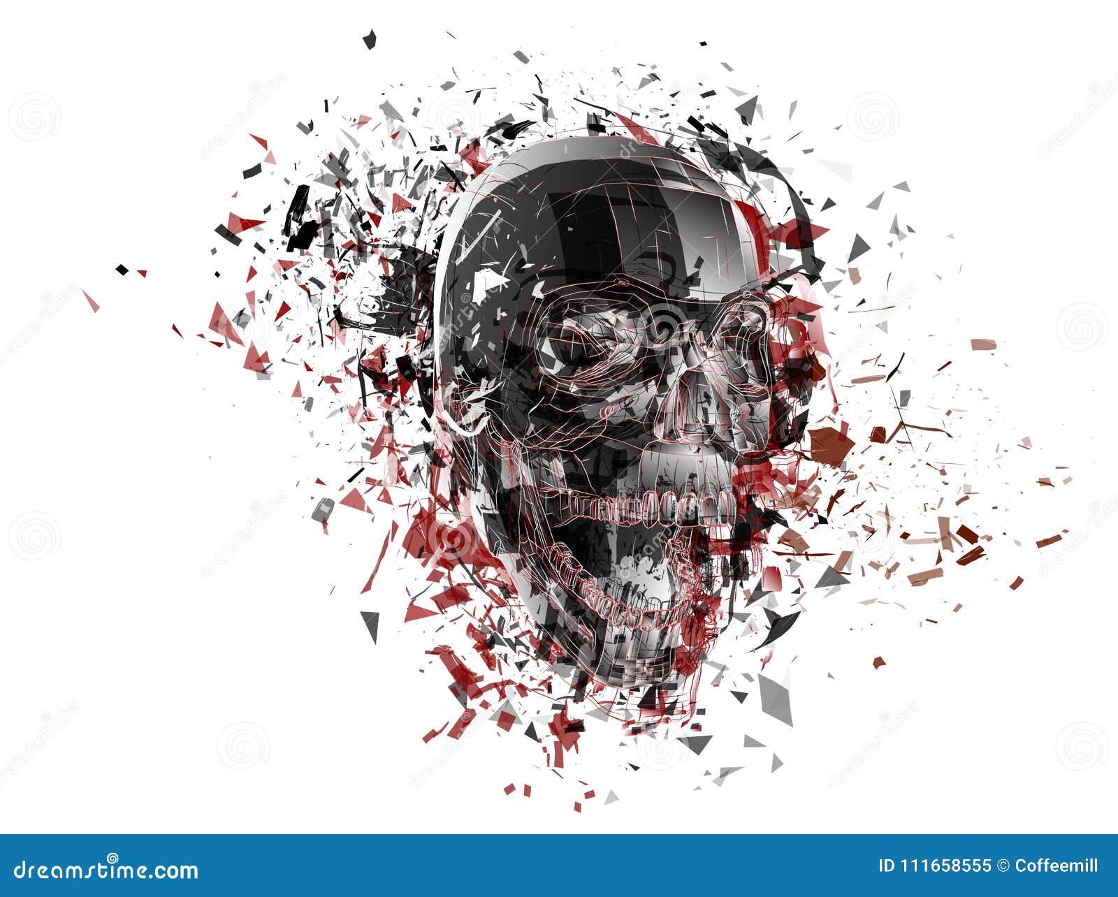 Vector Exploded Skull with Splashes in All Directions. Stock Vector ...