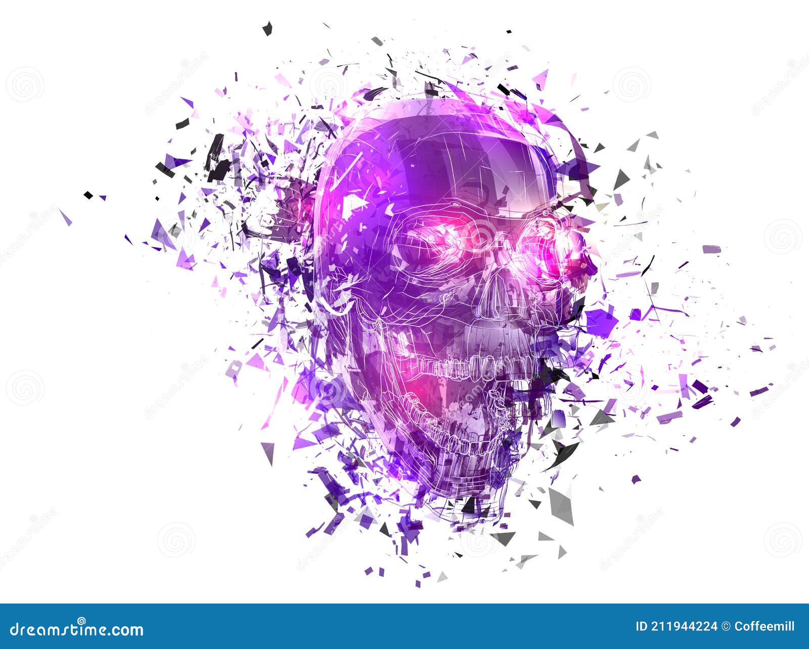 Vector Exploded Skull with Splashes in All Directions Stock ...