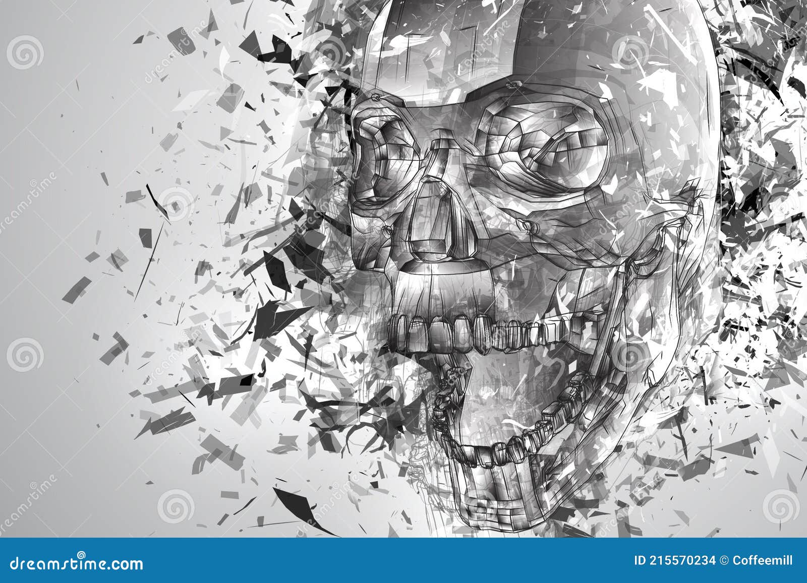 Vector Exploded Skull with Splashes in All Directions Stock ...