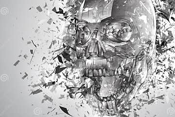 Vector Exploded Skull with Splashes in All Directions Stock ...