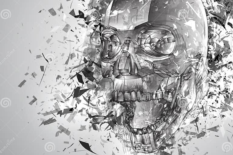 Vector Exploded Skull with Splashes in All Directions Stock ...