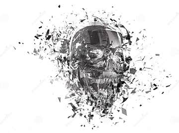 Vector Exploded Skull with Splashes in All Directions Stock ...