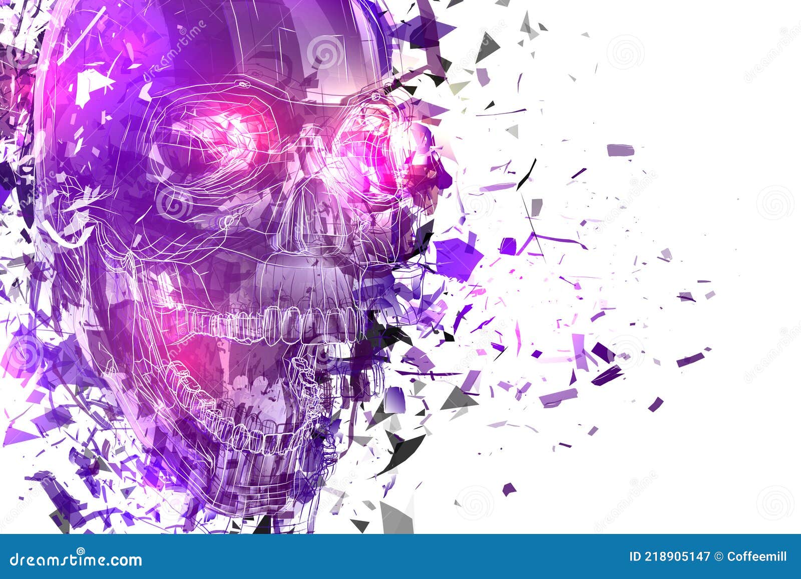Vector Exploded Skull with Splashes in All Directions Stock ...