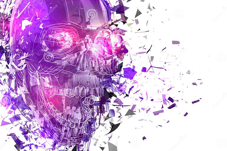 Vector Exploded Skull with Splashes in All Directions Stock ...