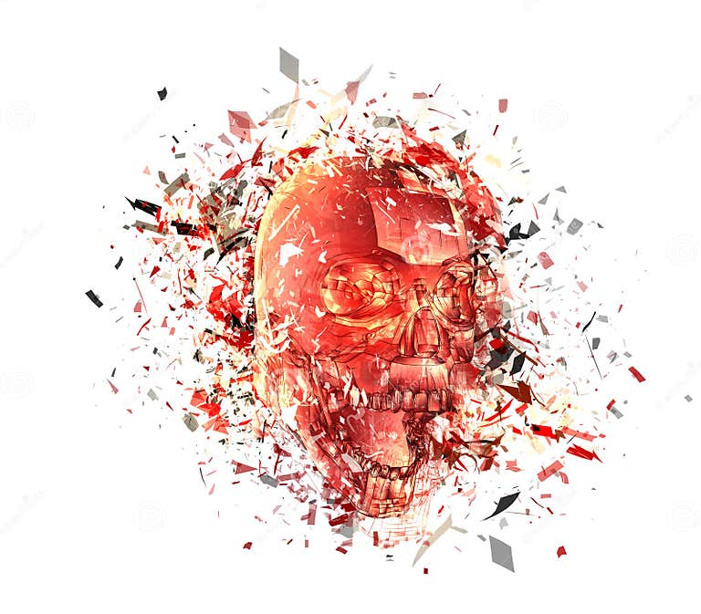 Vector Exploded Skull with Splashes in All Directions Stock ...