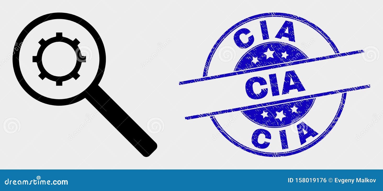Vector Explore Gears Icon and Grunge CIA Seal Stock Vector ...