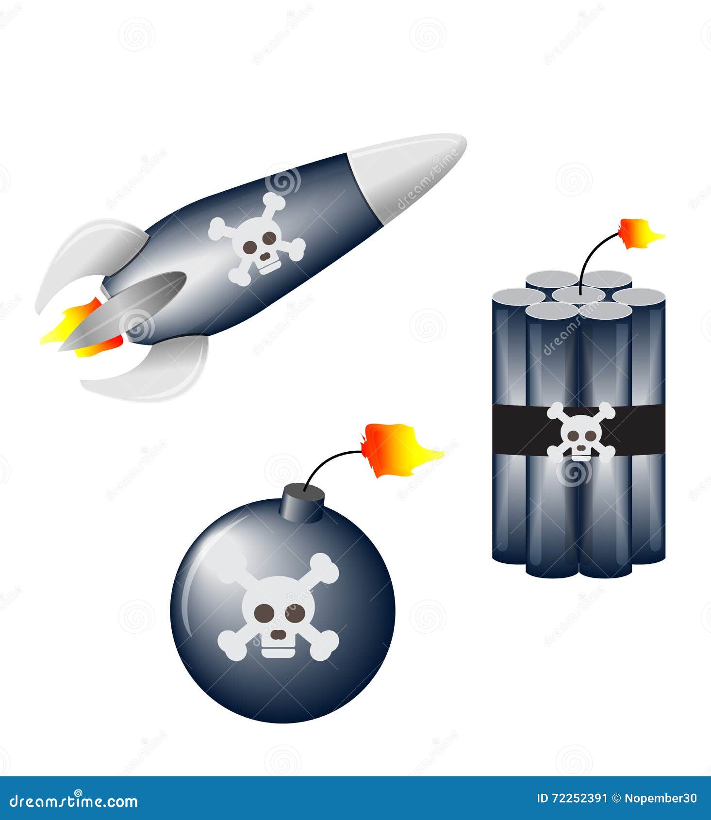 Vector explosive set stock vector. Illustration of bomb - 72252391