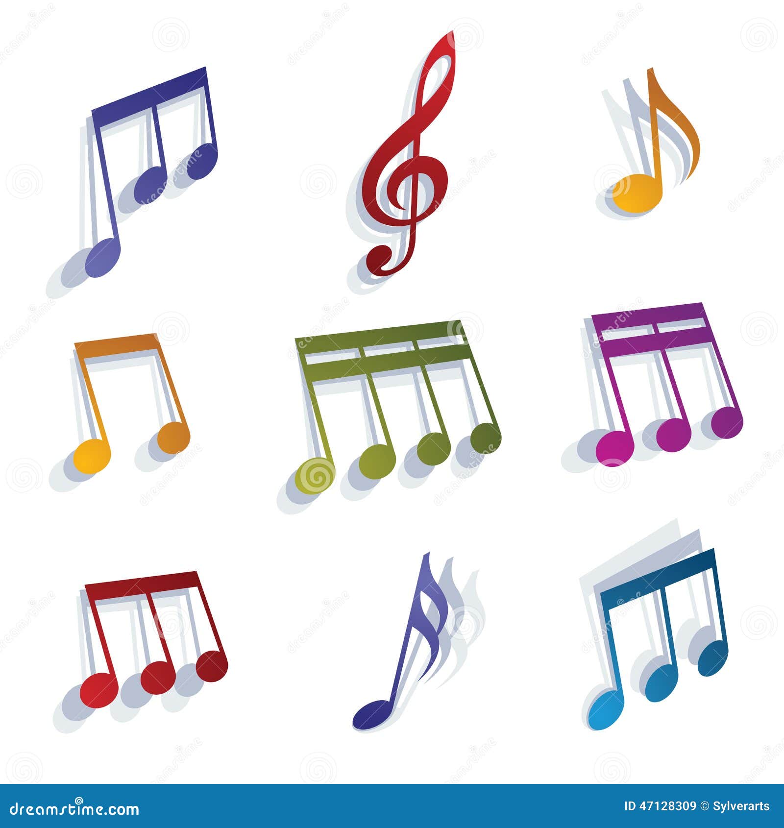 Vector Expressive Jolly Musical Notes and Symbols Isolated on White ...