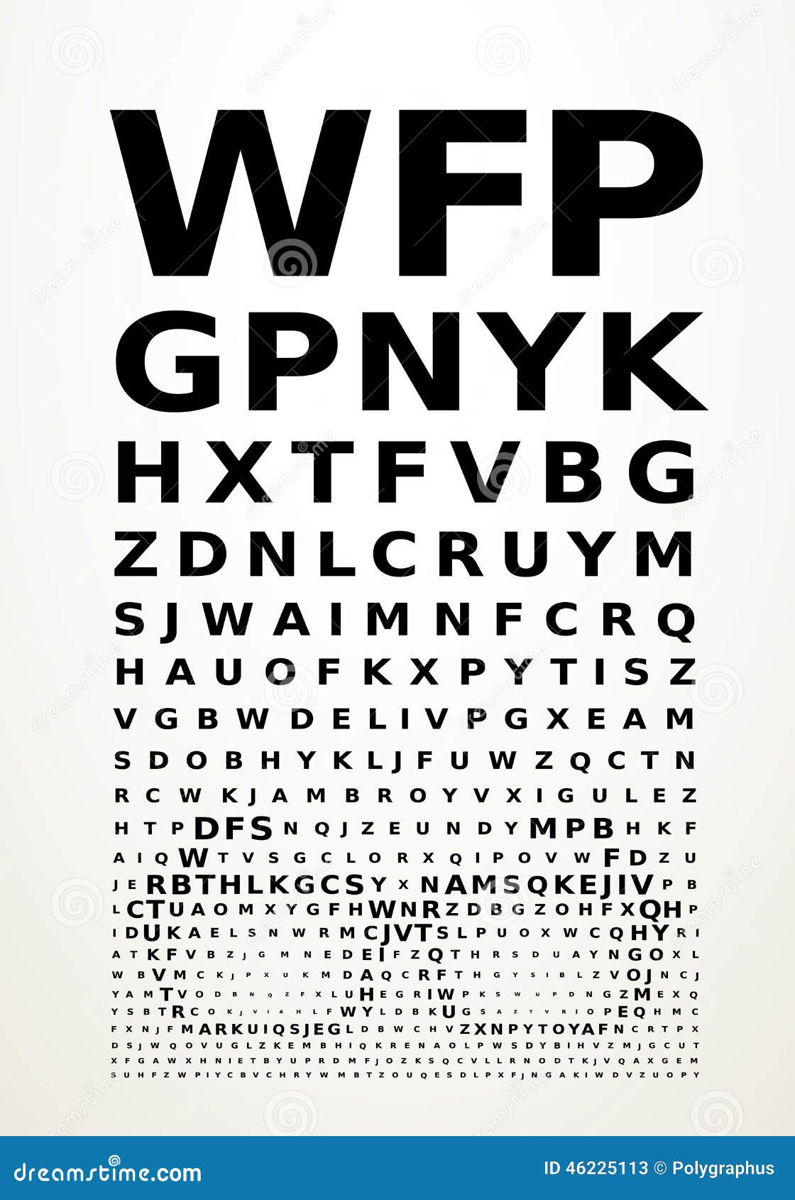 Vector eye chart stock vector. Illustration of text, black - 46225113