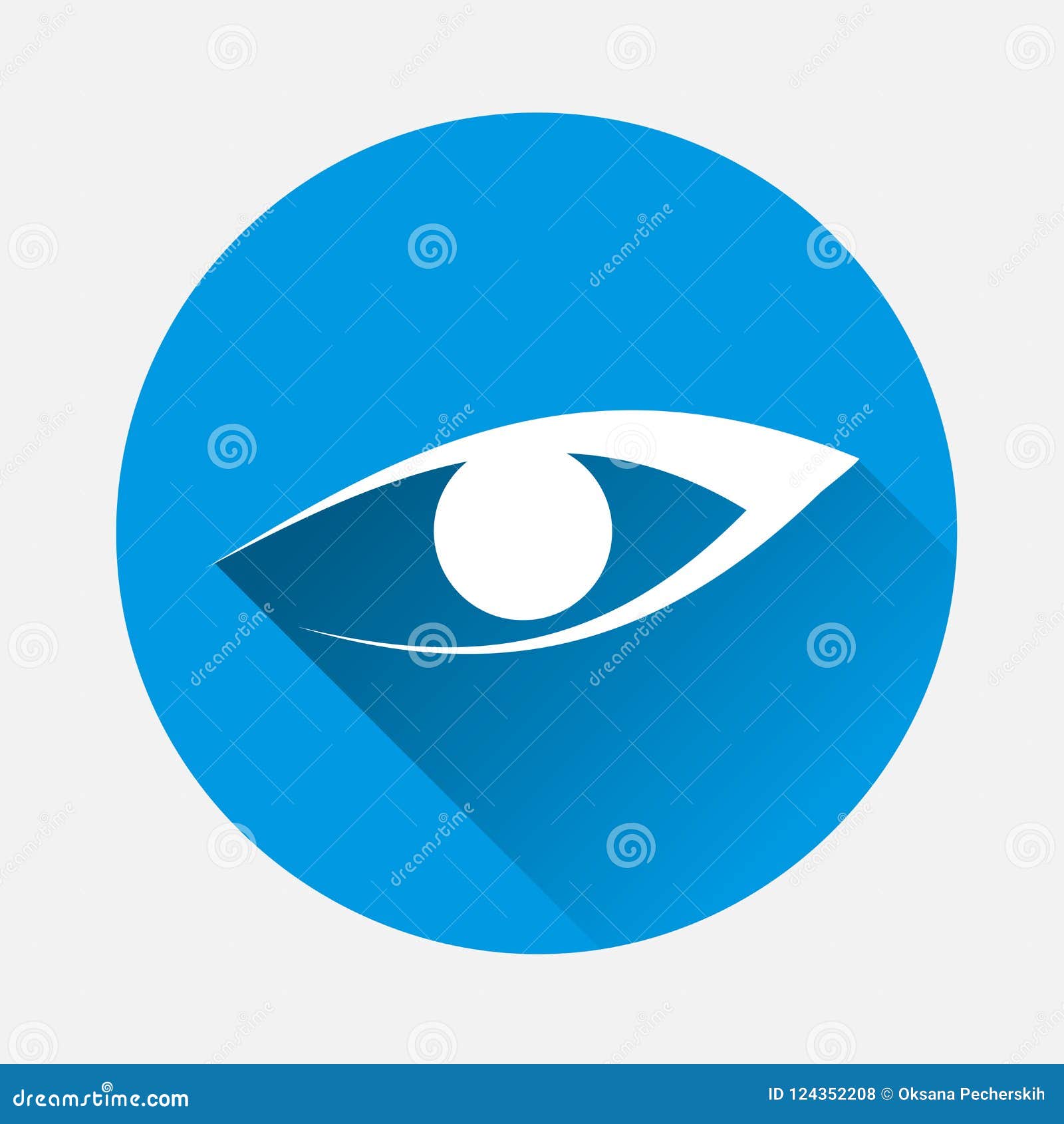 Vector Eye Icon on Blue Background. Flat Image Eye with Long Sh Stock ...