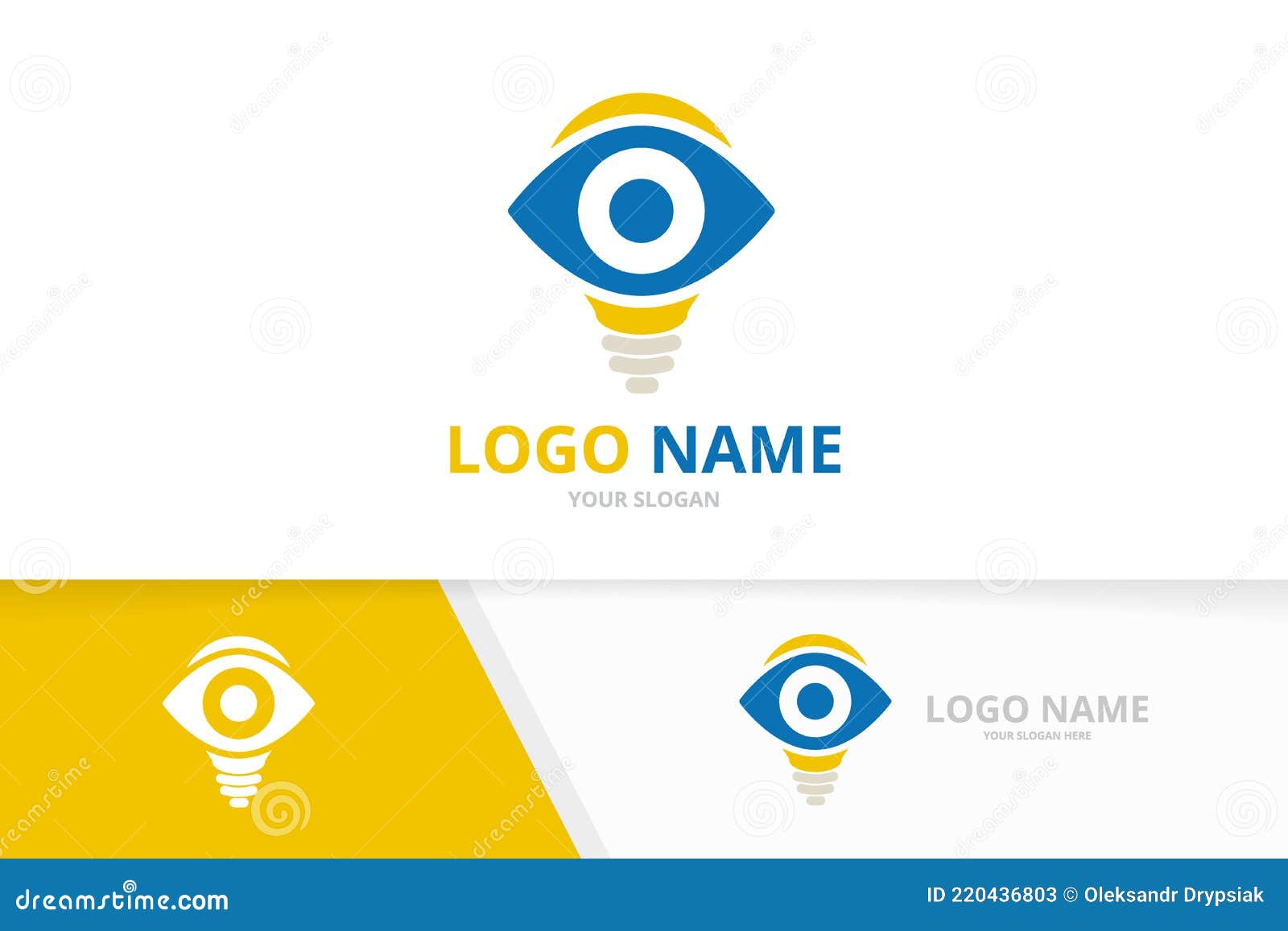 Vector Eye and Lamp Logo Combination. Unique Idea Vision Logotype ...