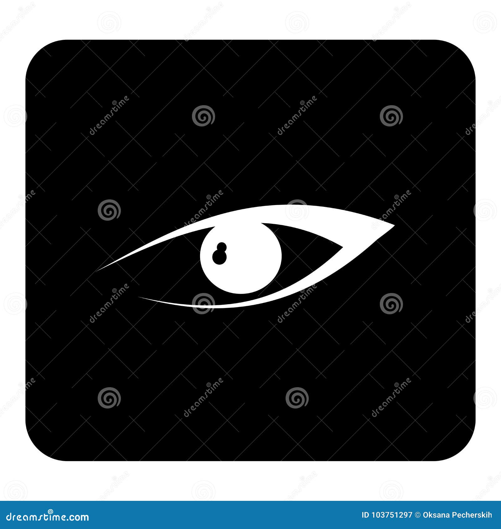Vector Eye. Vector White Illustration on Black Background Stock Vector ...