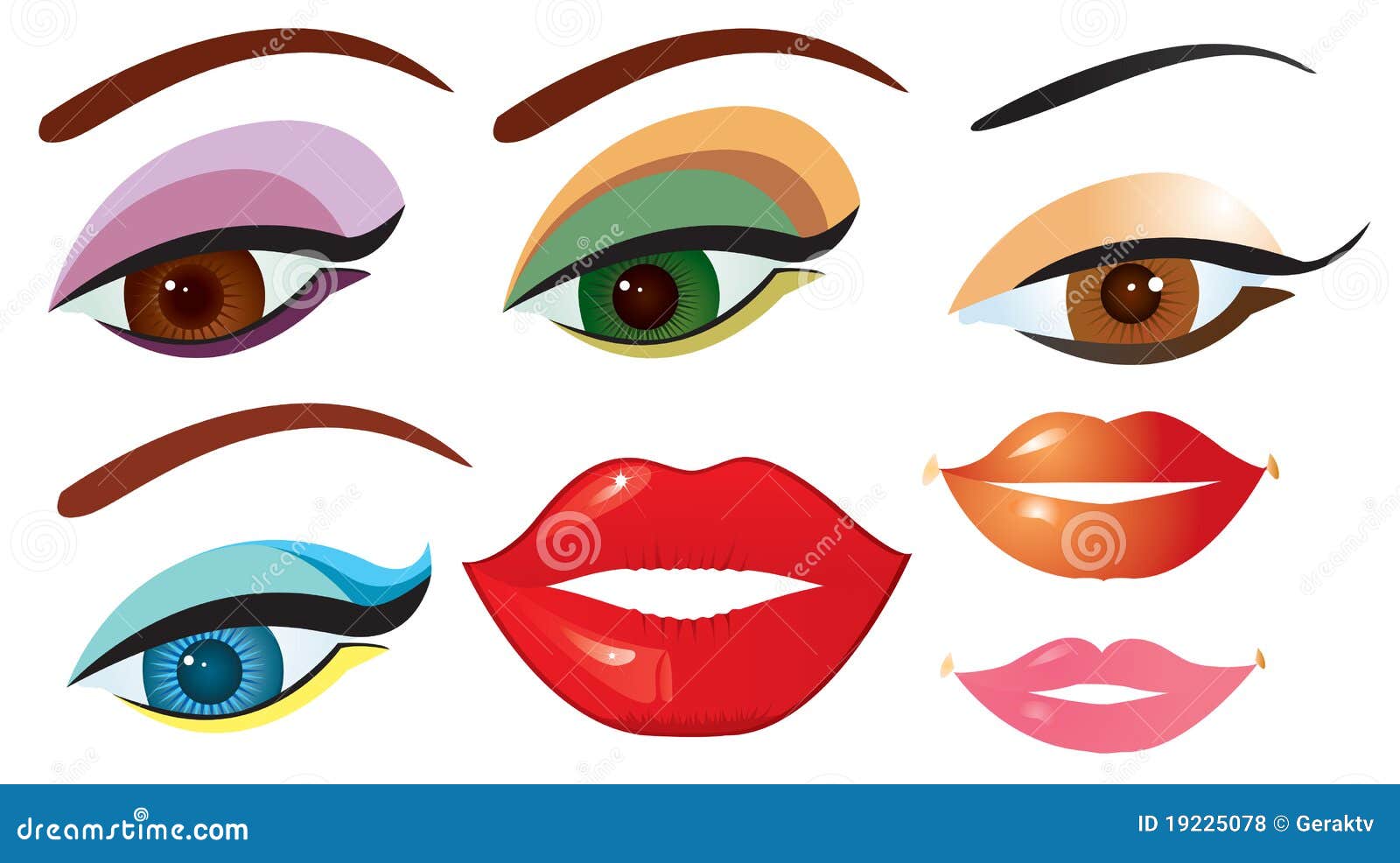 Vector Eyes and Lips for Design on White Stock Vector - Illustration of ...