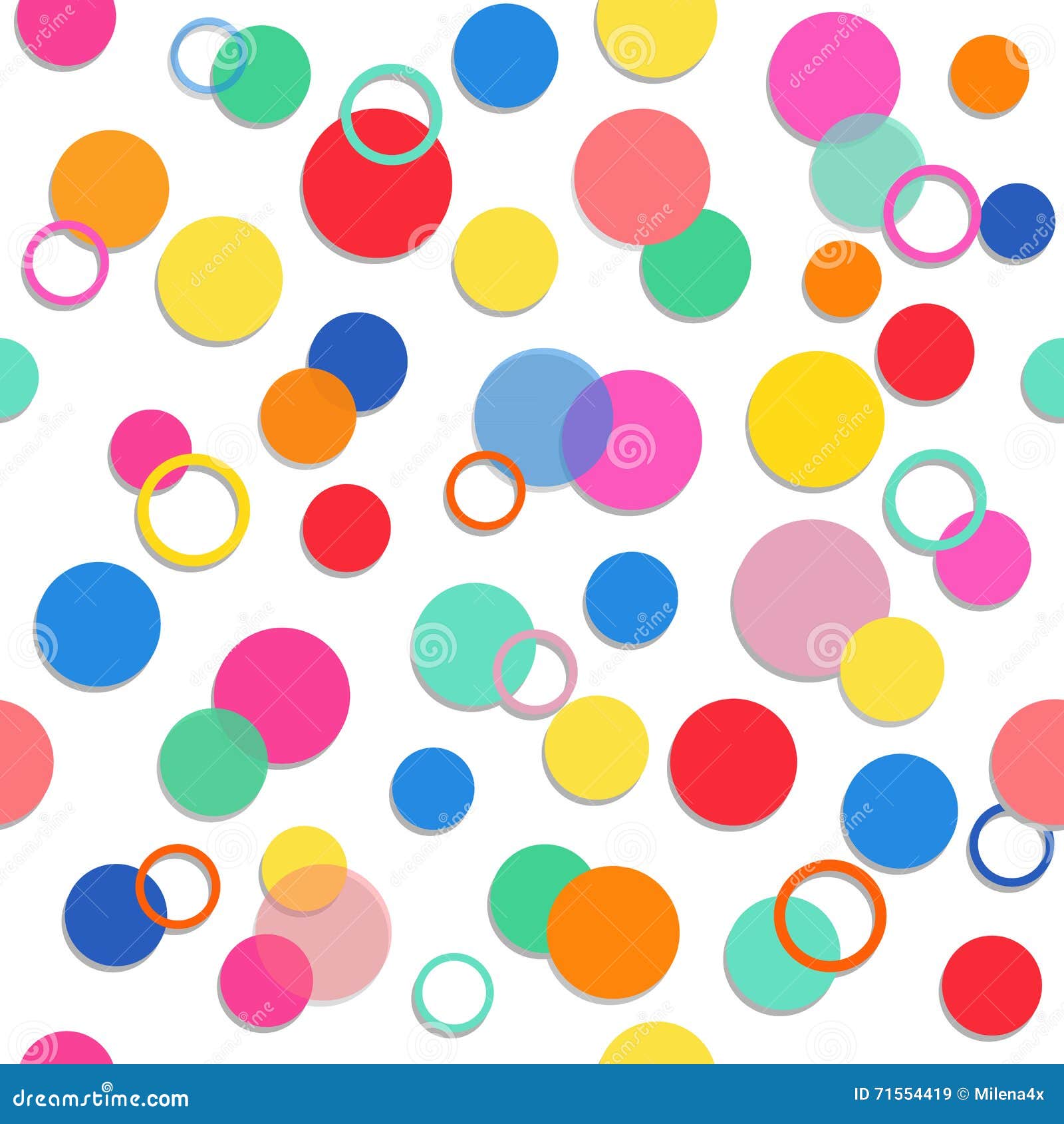 Vector Fabric Circles Abstract Seamless Pattern Background with Bright ...