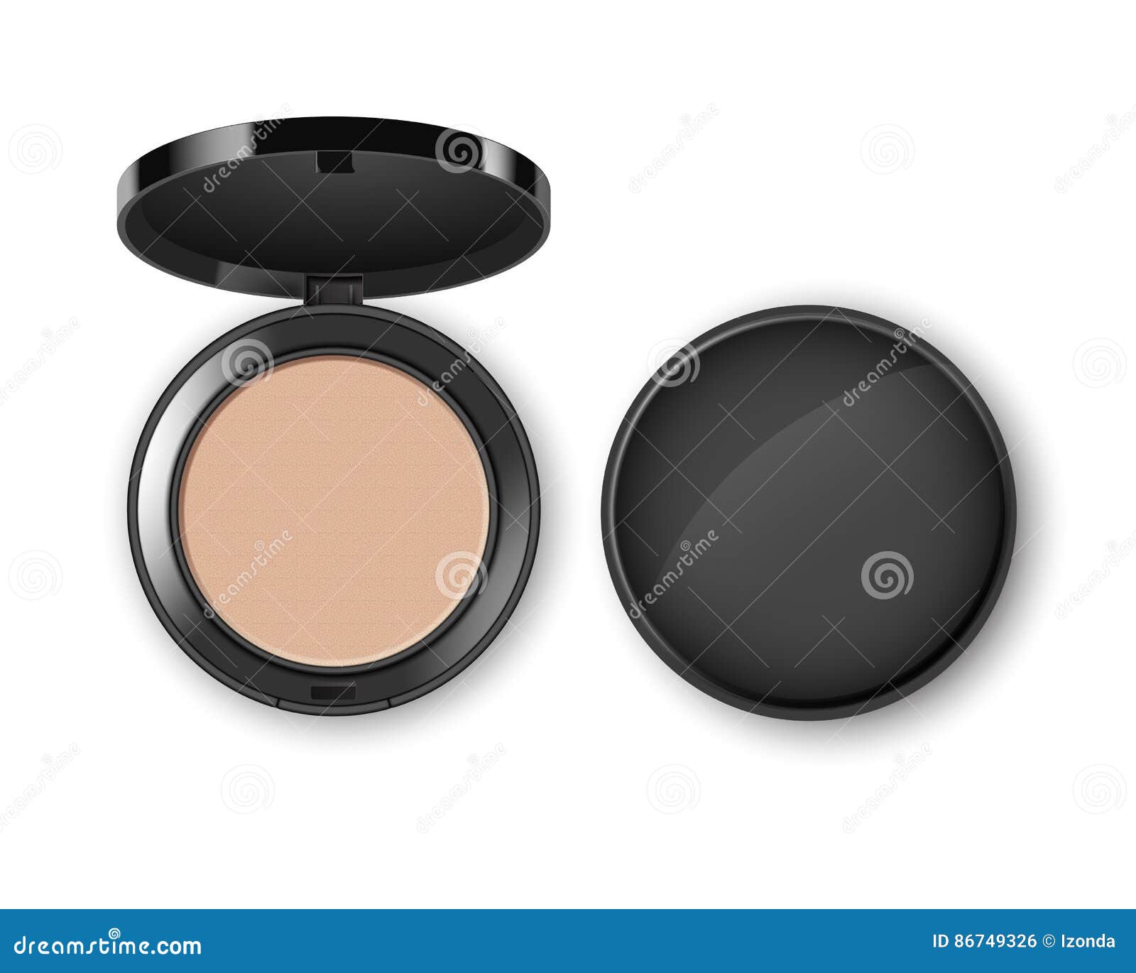 Vector Face Cosmetic Makeup Powder in Plastic Case on Background Stock ...
