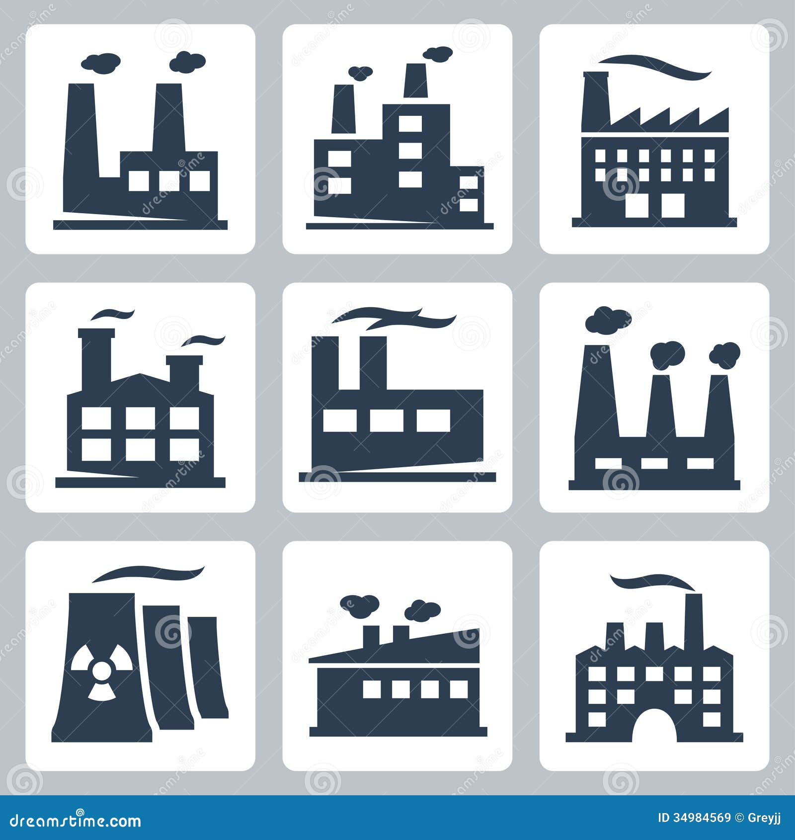 Vector factory icons set stock vector. Illustration of graphic - 34984569