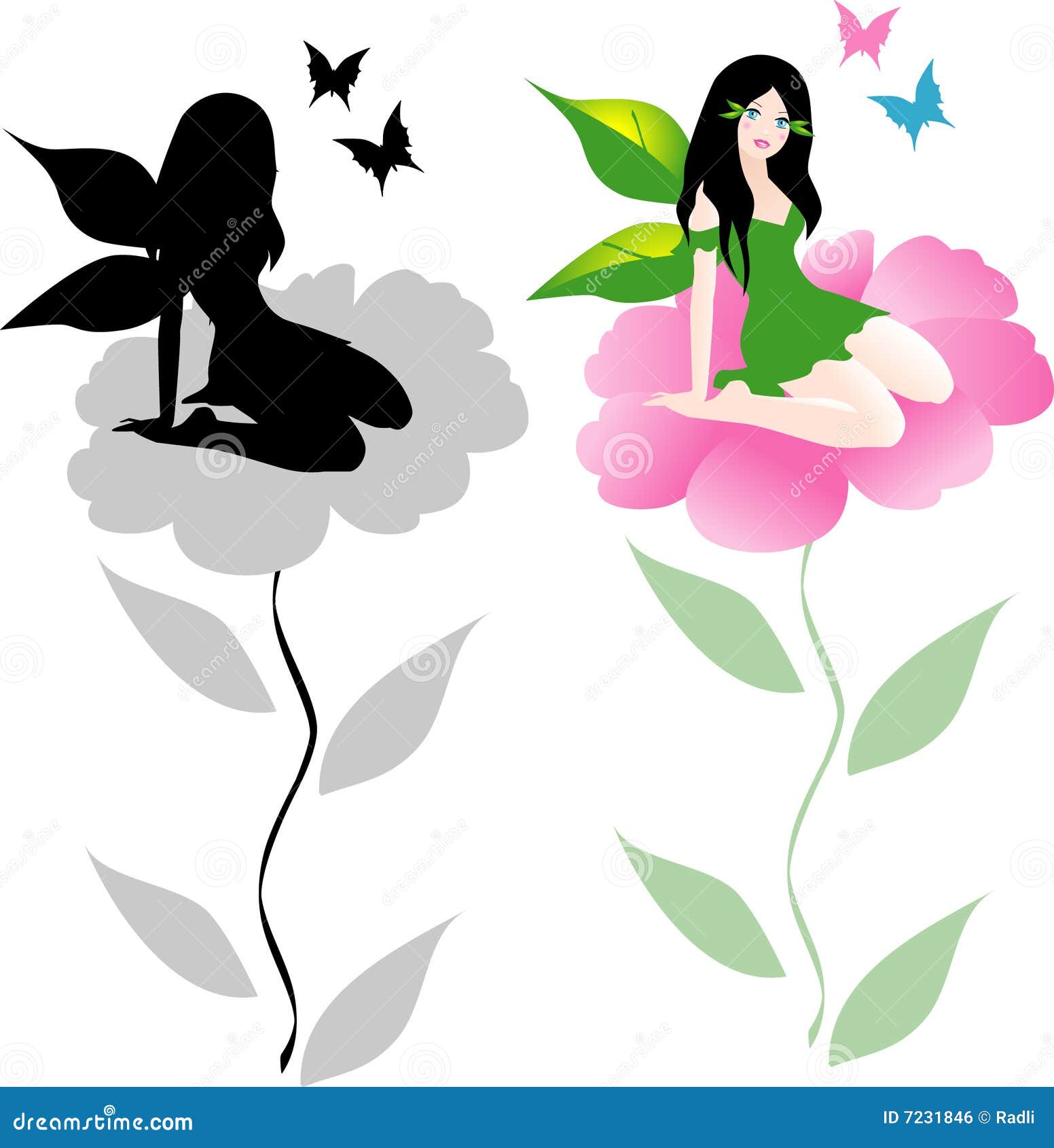Vector fairy stock vector. Illustration of flower, background - 7231846