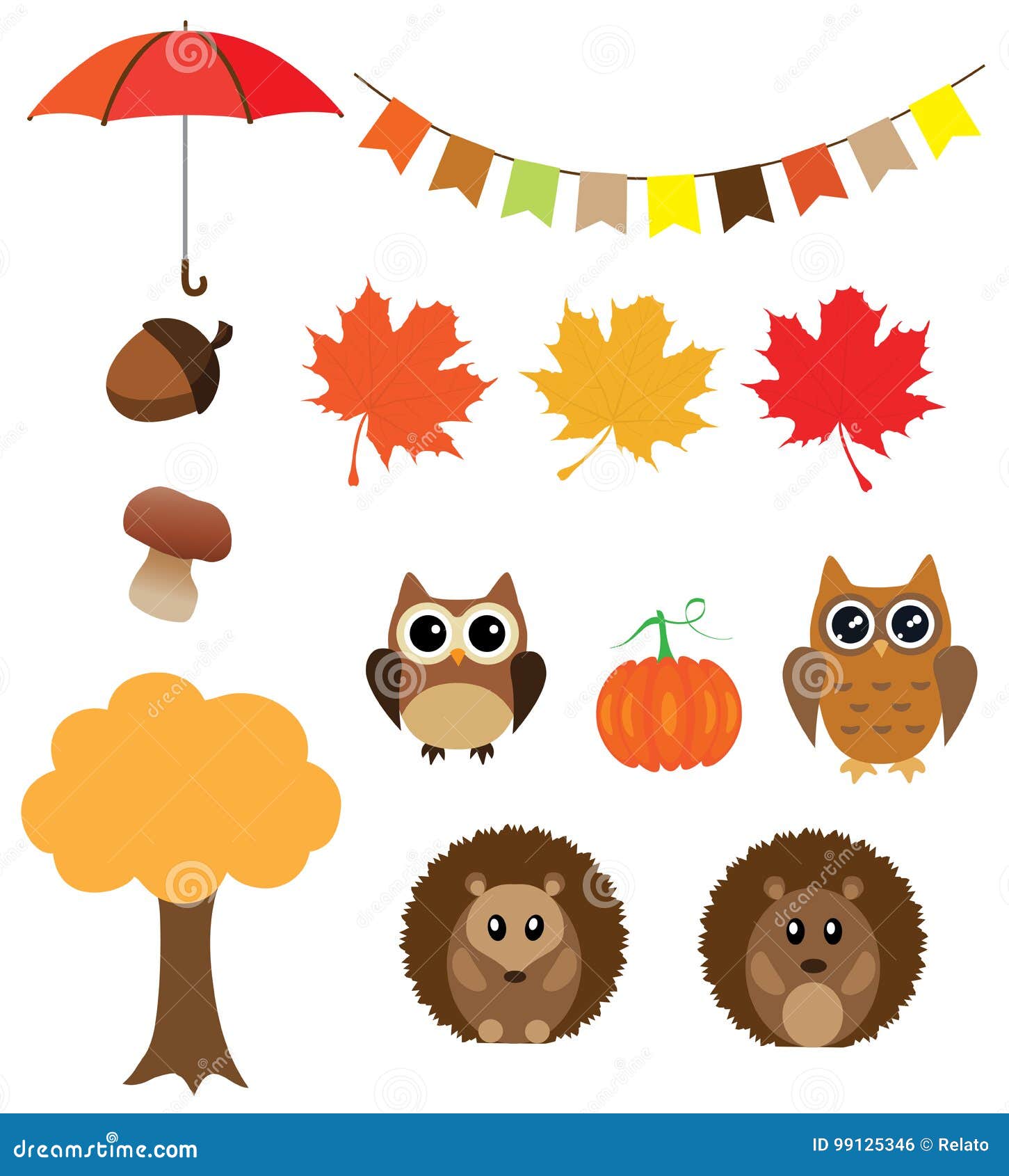 Vector Fall Animals stock vector. Illustration of cartoon - 99125346