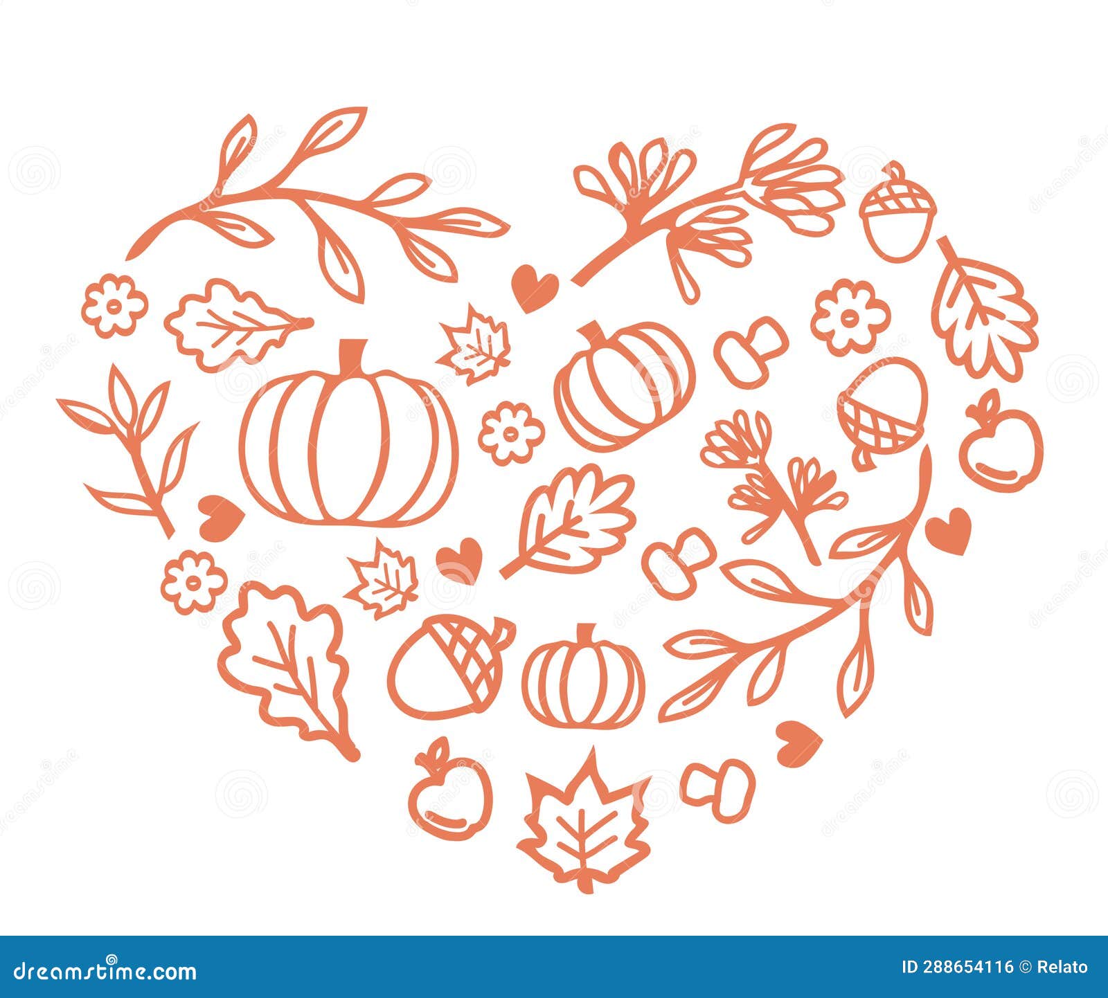 Vector Fall Heart stock vector. Illustration of foliage - 288654116