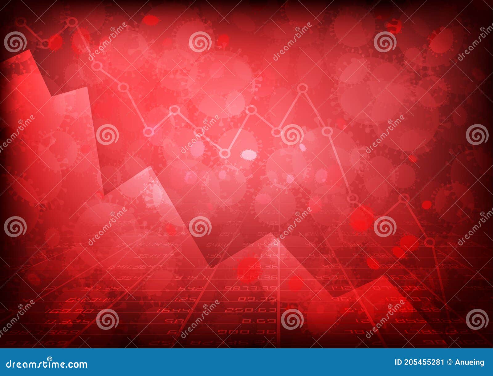 Vector : Falling Business Graph with Virus Background Stock Vector ...
