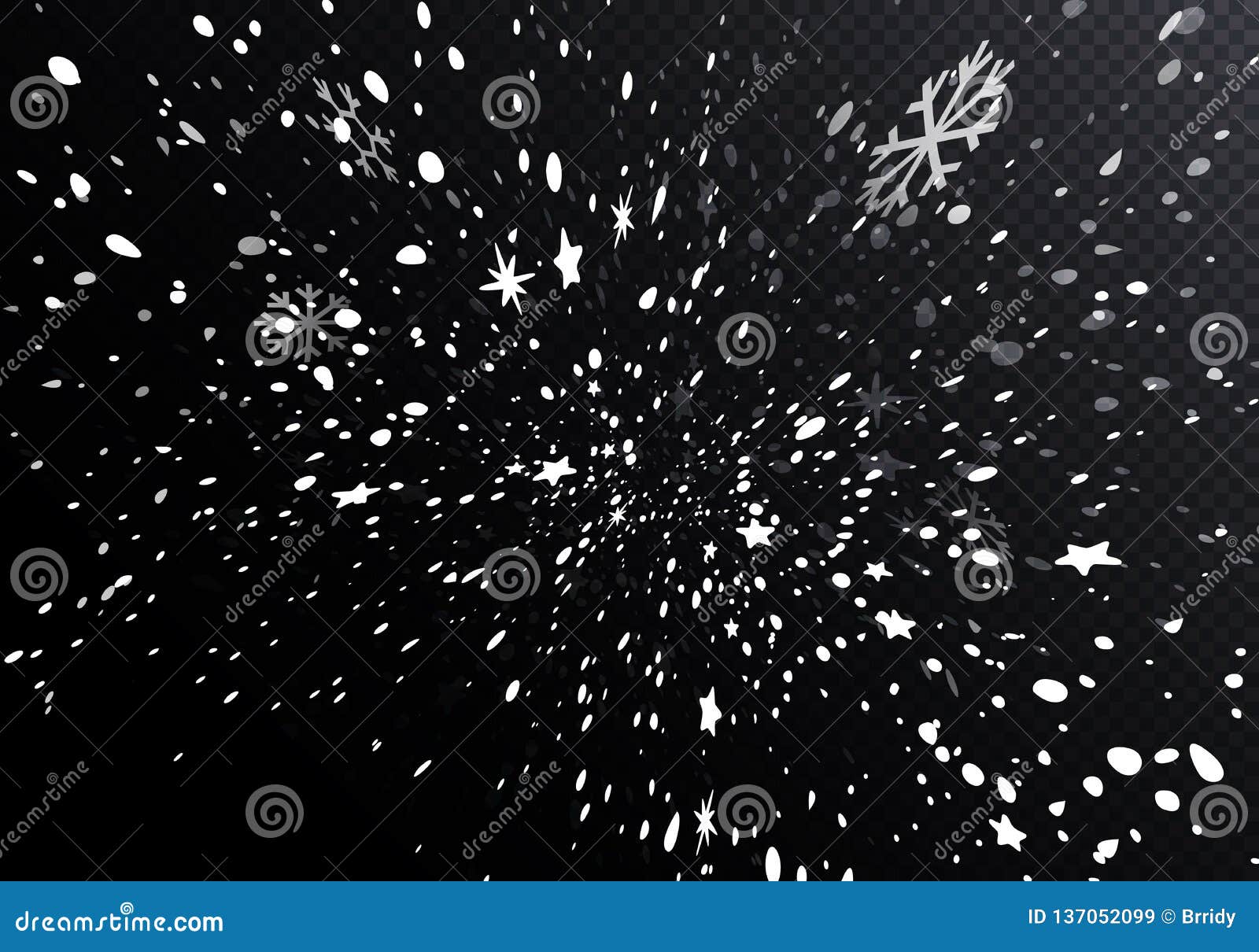 Vector Falling Snow Isolated on Dark Background. Christmas Pattern with ...