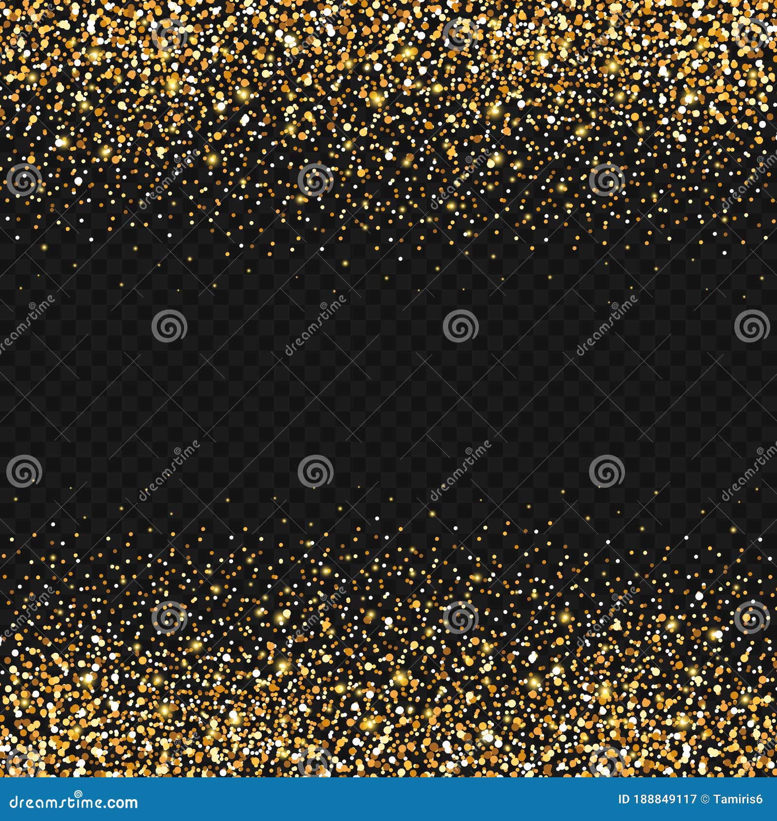 Vector Falling Sparkle Golden Texture. Shining Gold Particles Border on ...
