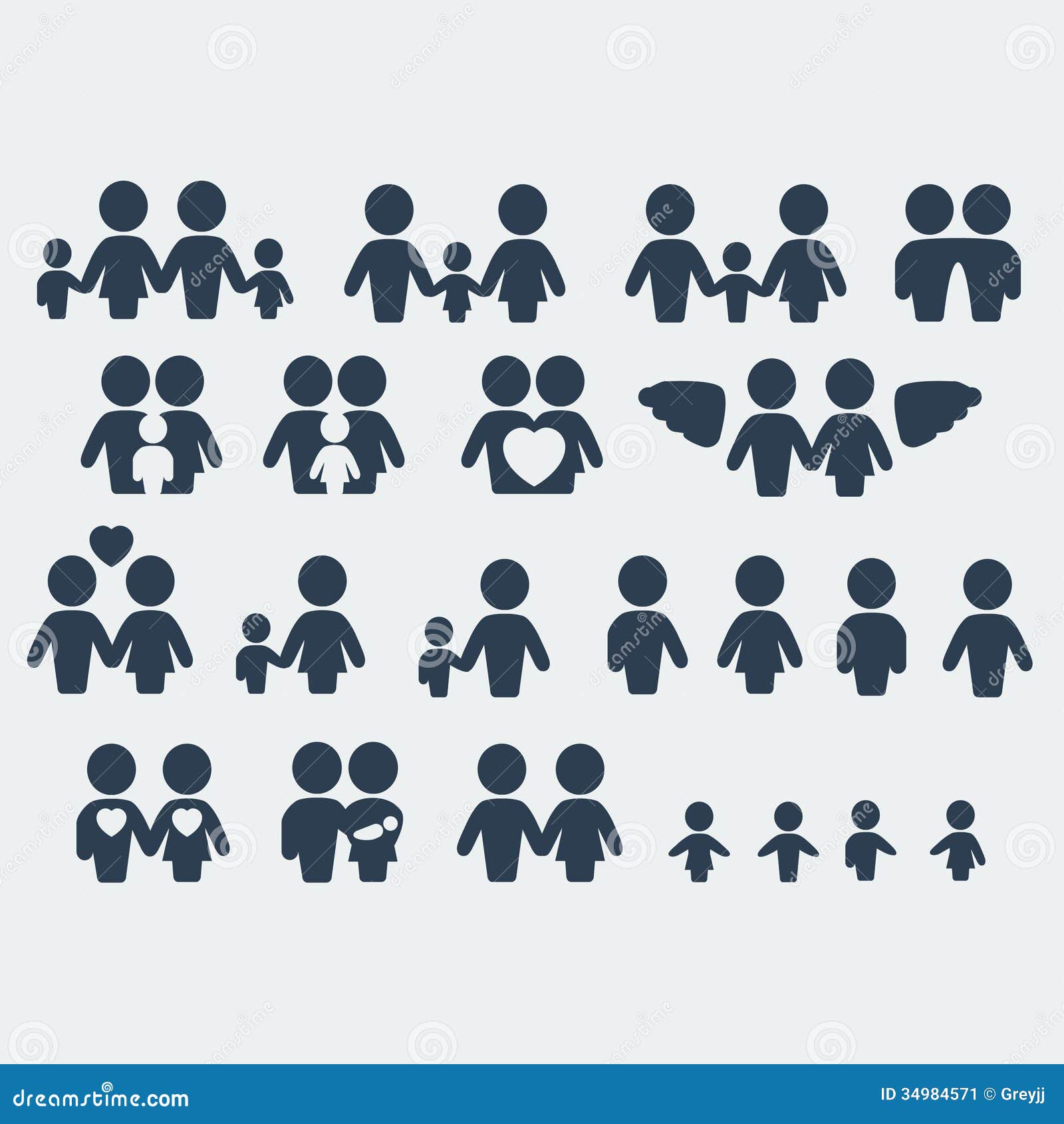 Vector family icons set stock vector. Illustration of child - 34984571