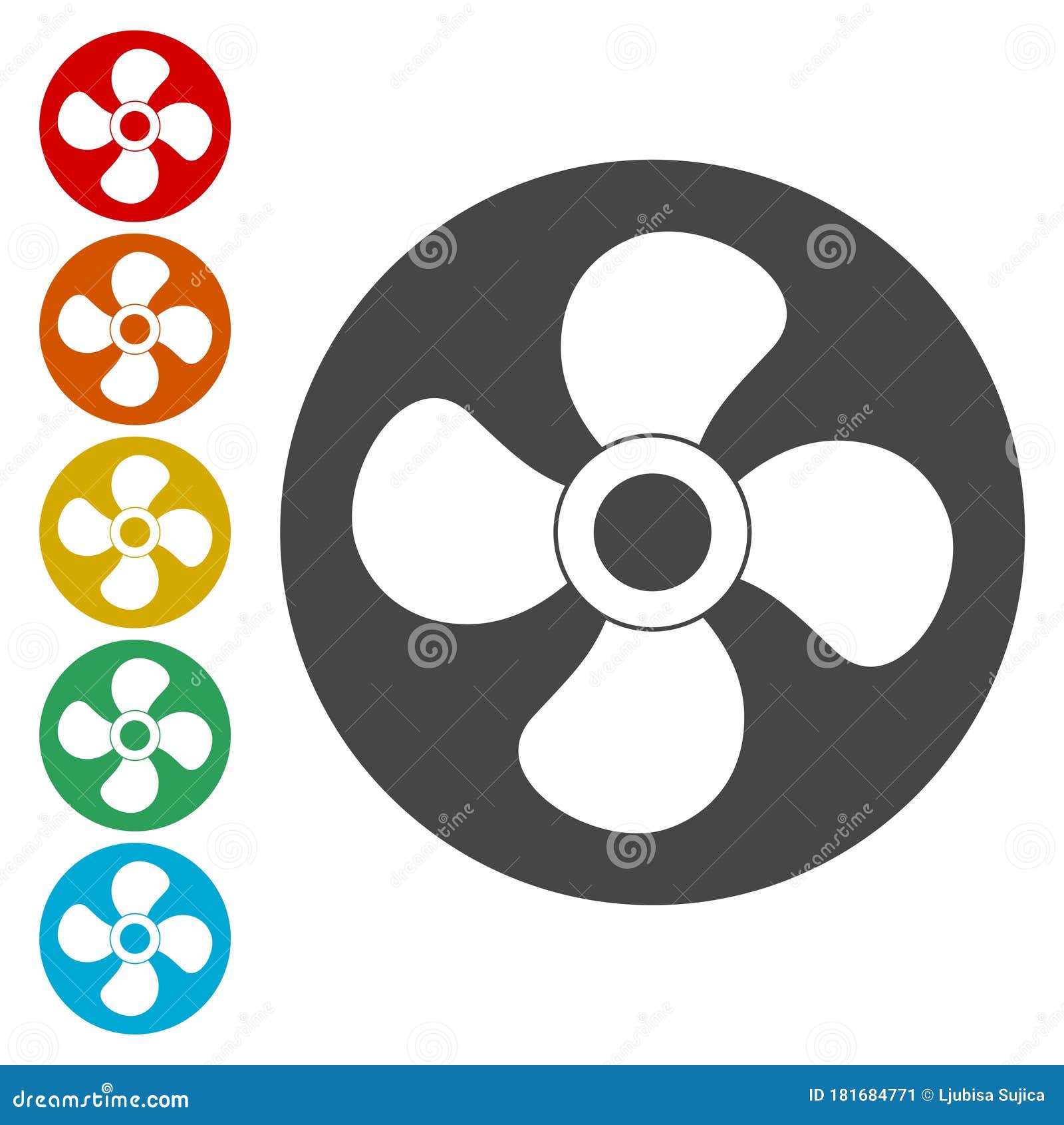 Vector Fan Icon, Air Conditioning Button Stock Vector - Illustration of ...