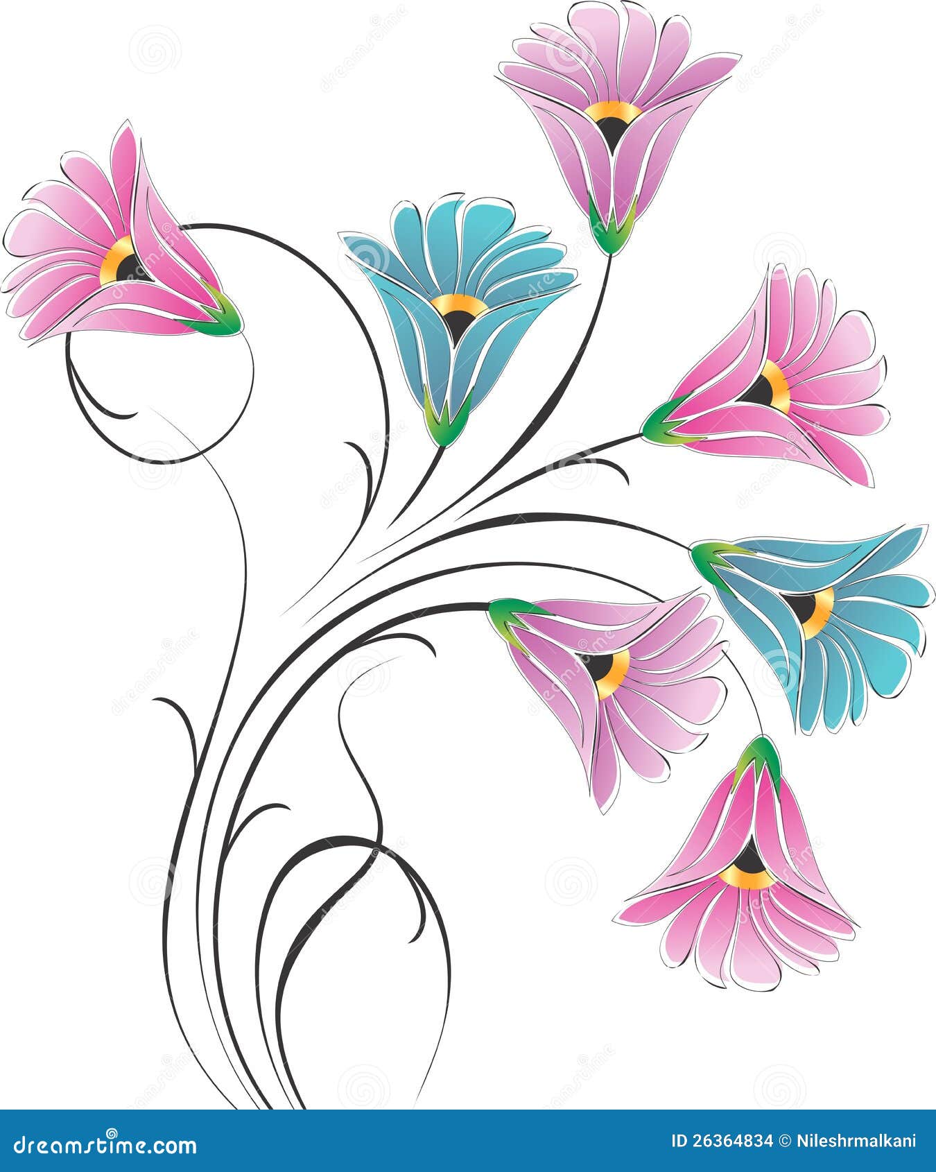 Vector fancy flower bunch stock vector. Illustration of abstract - 26364834