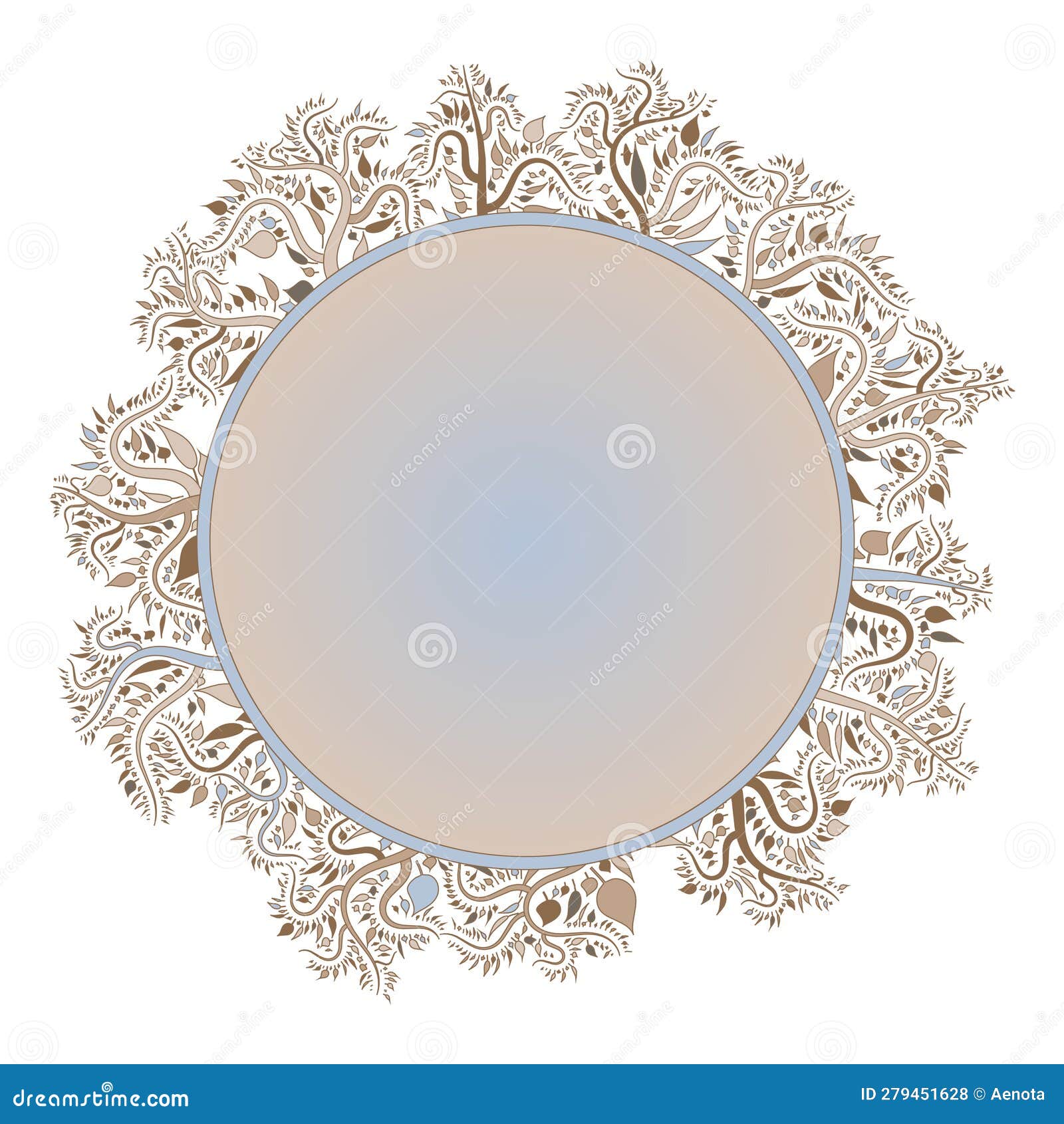 Vector Fantasy Curl Tree Round Frame Stock Vector - Illustration of ...