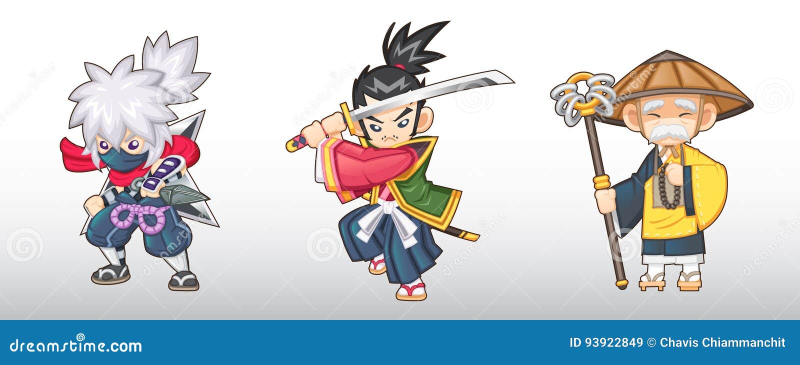 Vector Fantasy Japanese Characters Illustration Stock Vector ...