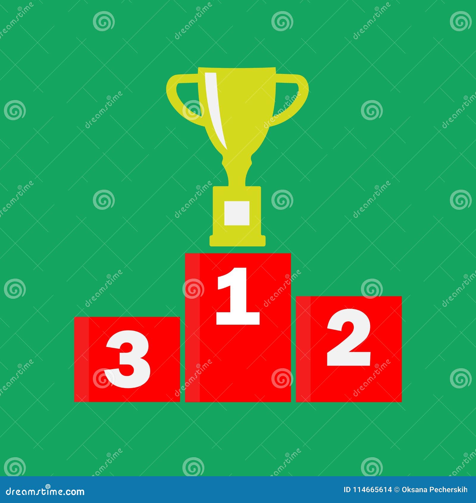 Vector Farbillustration Des Podiums Eines Siegers Mit Einem Cup Standi ...