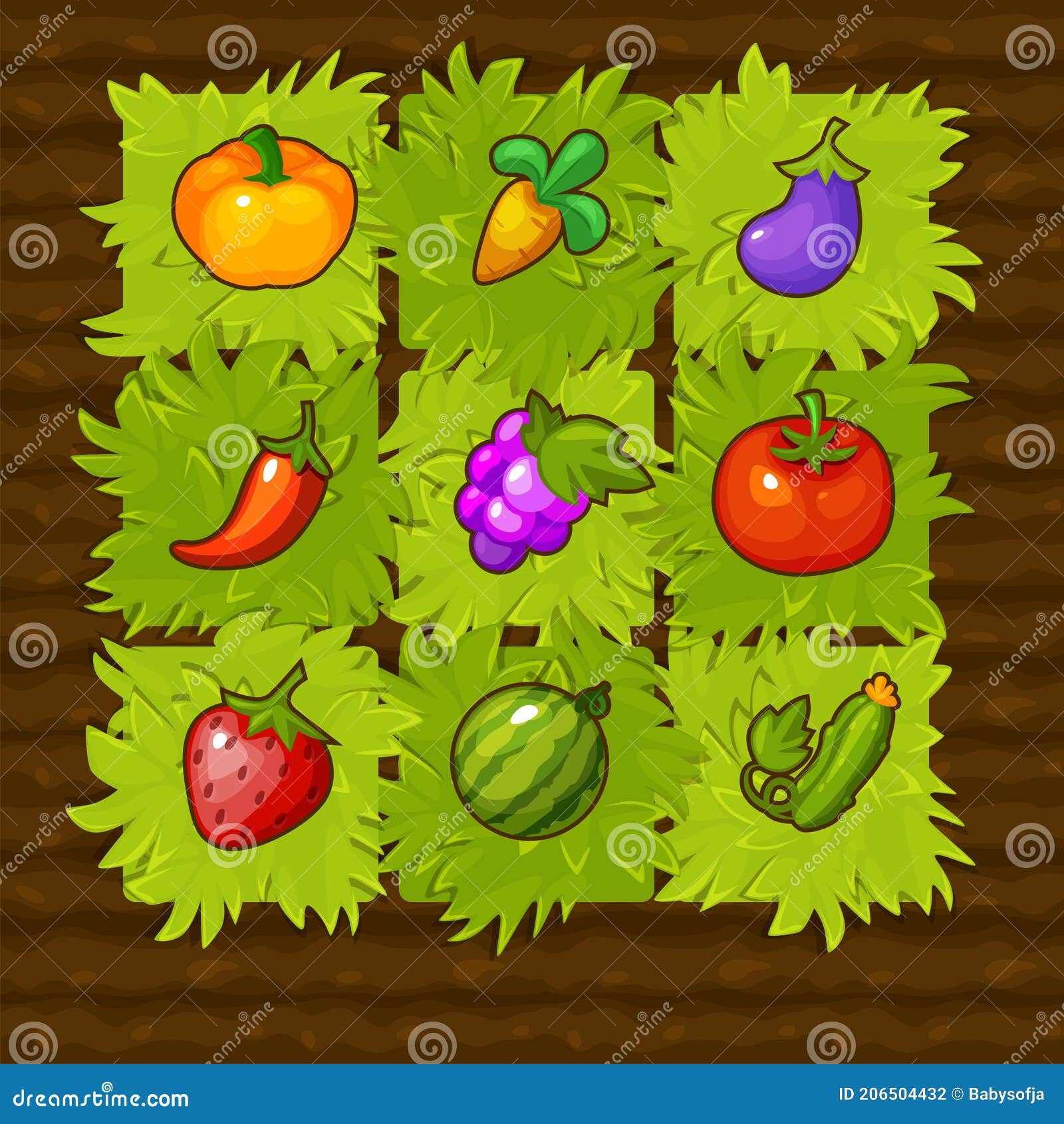 Farm Game Background 2d Application. Vector Design. Tileable ...