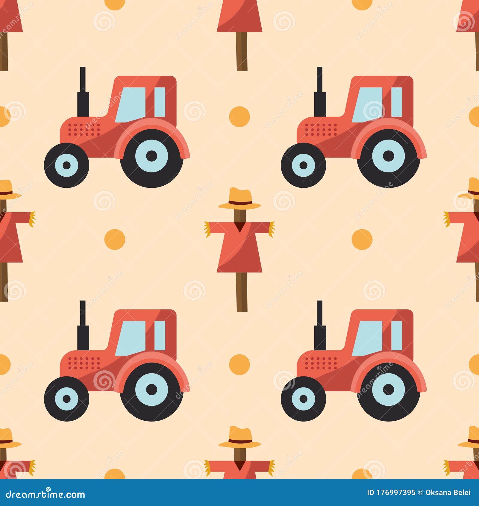 Vector Farm Illustration. Vector Seamless Pattern Stock Vector ...