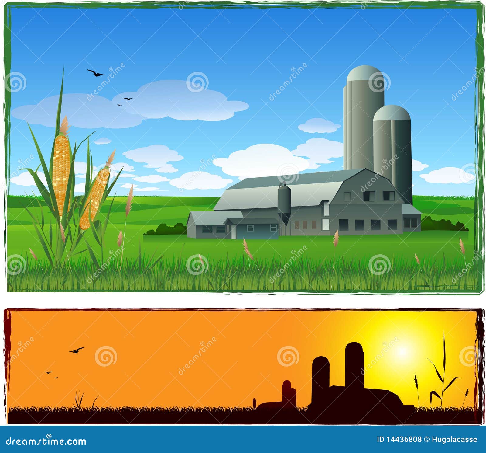 Vector Farm Landscape Background Stock Vector - Illustration of morning ...