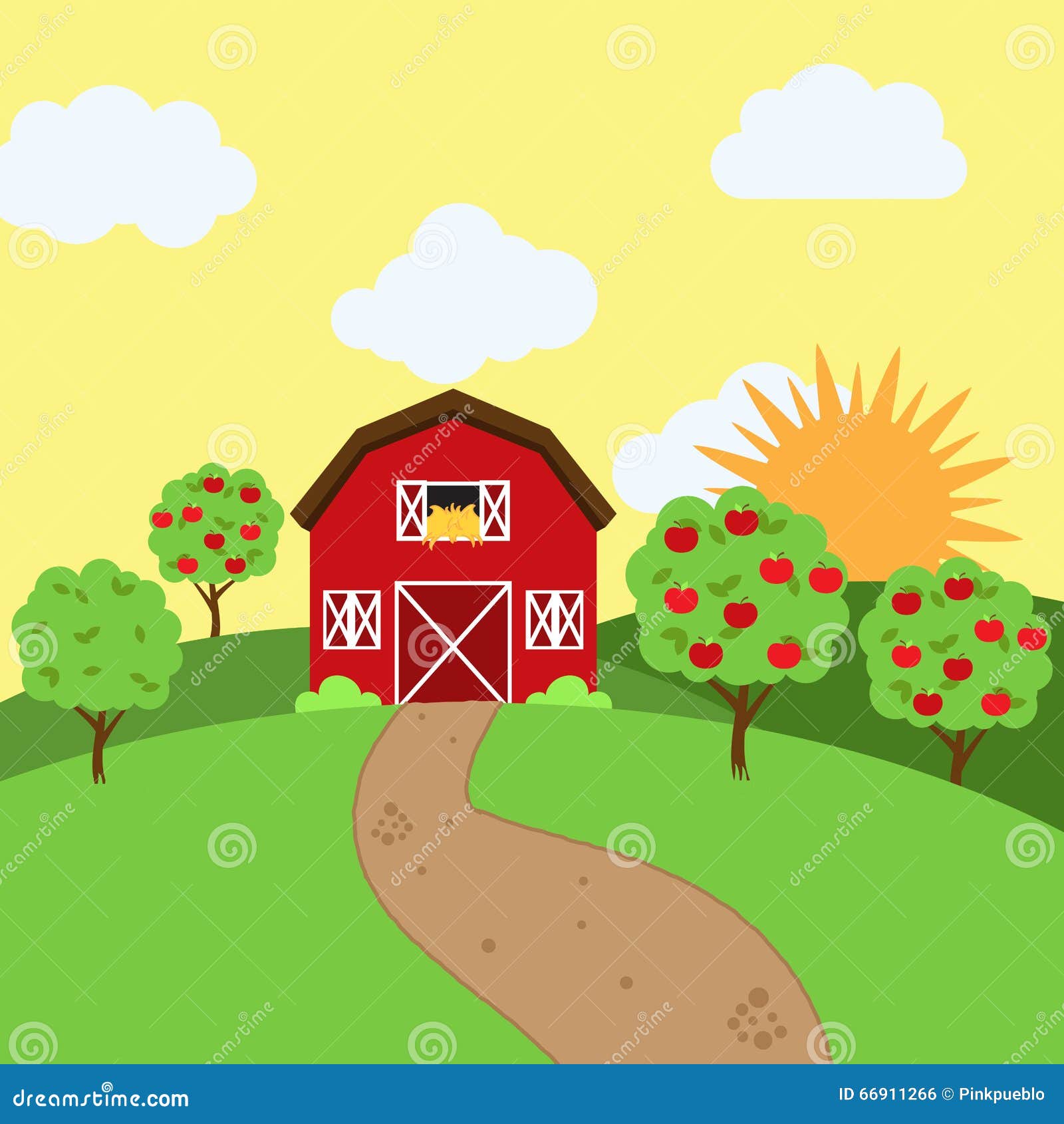 Vector Farm Themed Background Stock Vector - Illustration of barn ...