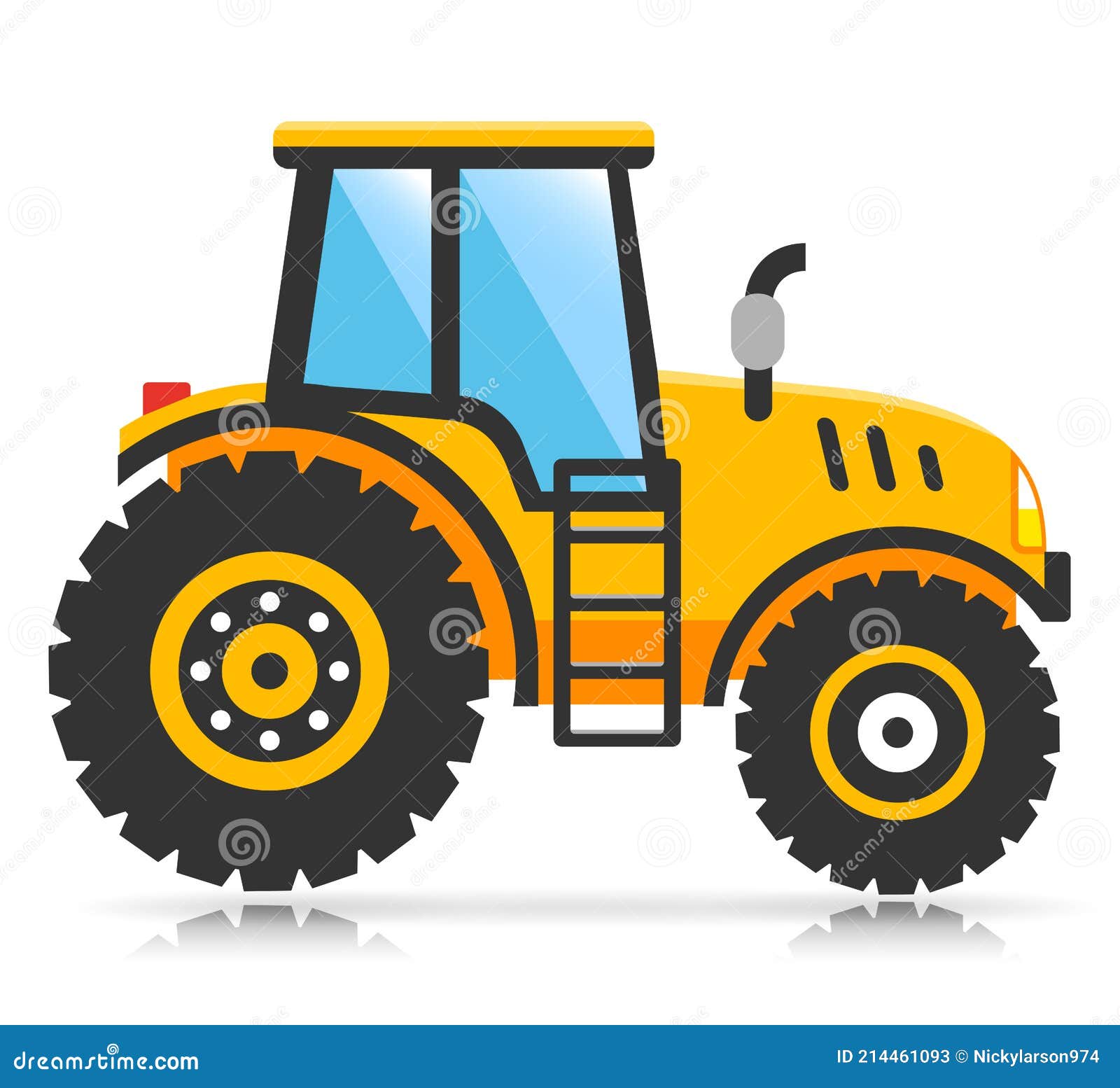 Vector Farmer Tractor Flat Design Stock Vector - Illustration of field ...