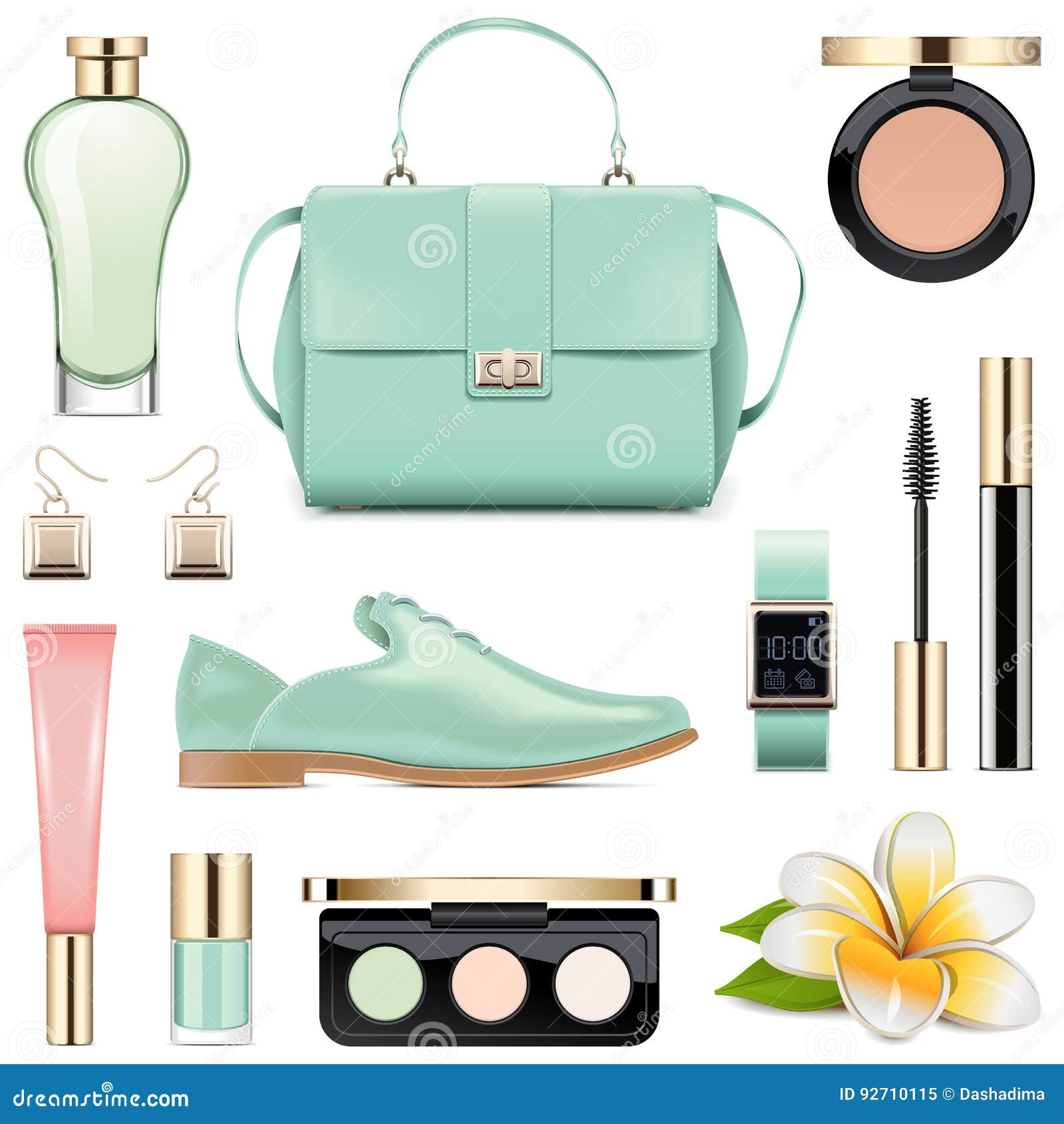 Vector Fashion Accessories Set 5 Stock Vector - Illustration of powder ...