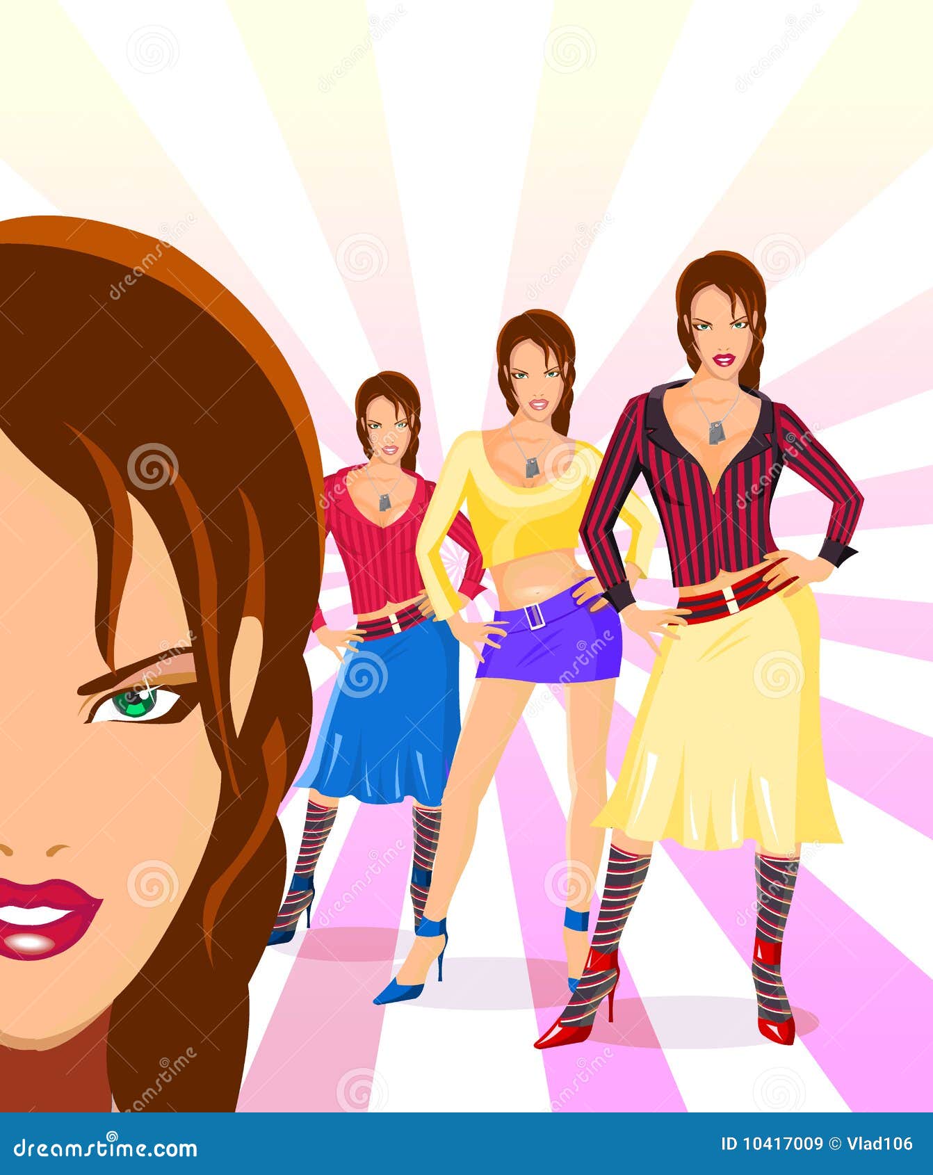 Vector fashion girls. stock vector. Illustration of modern - 10417009