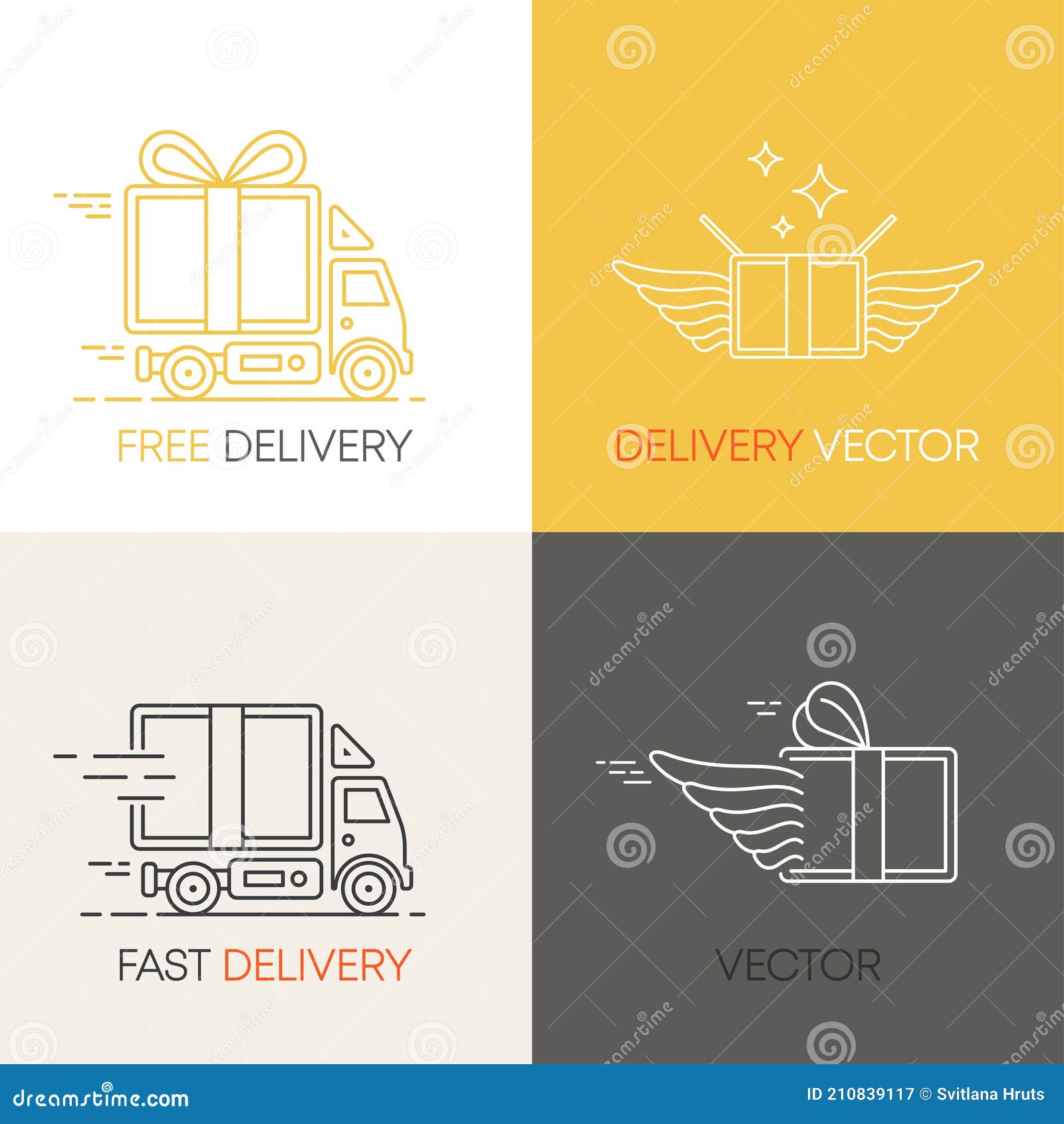 Vector Fast Delivery Service Logo Design Elements in Linear Style. Set ...
