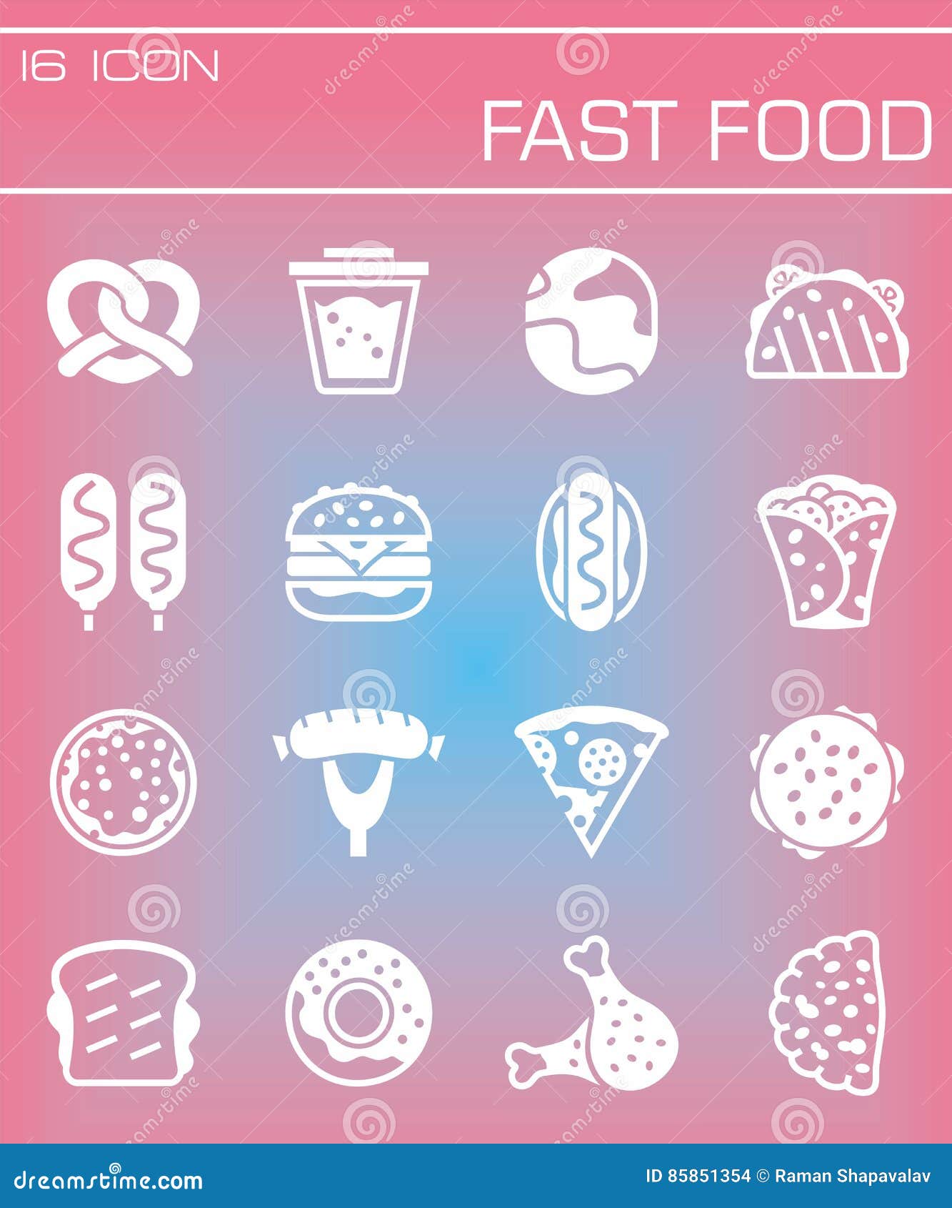 Vector Fast food icon set stock vector. Illustration of chicken - 85851354