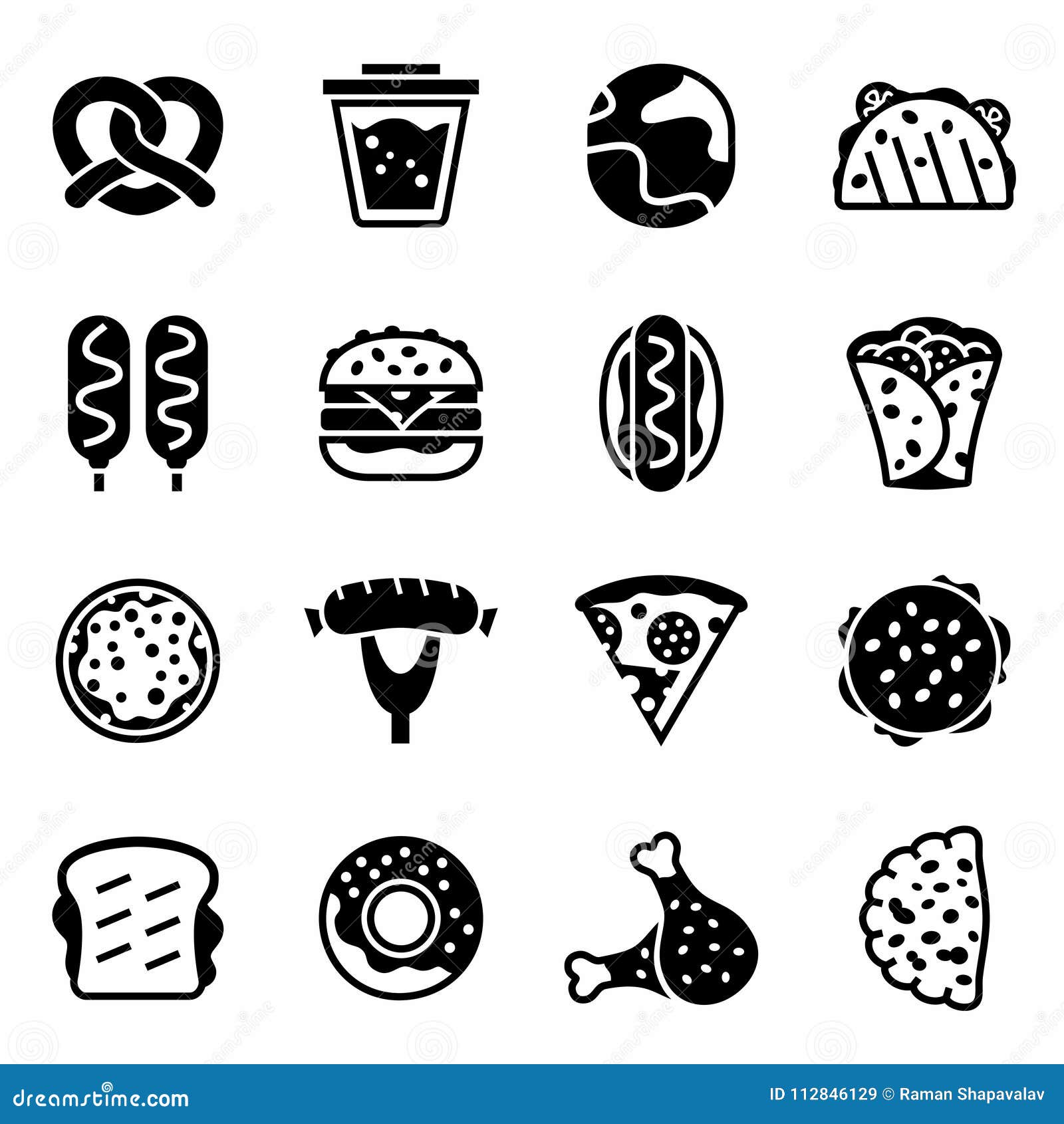 Vector Fast food icon set stock vector. Illustration of ketchup - 112846129