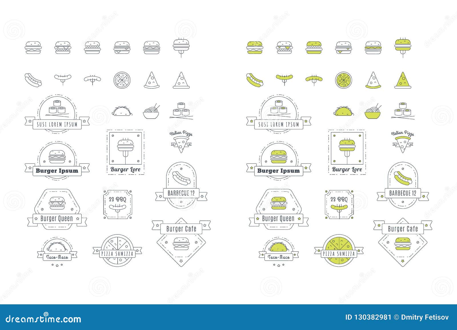 Vector Fast Food Icons Logos Stock Vector - Illustration of fast, icon ...