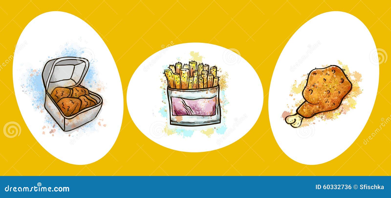 Vector Fast Food Potatoes and Chicken Stock Vector - Illustration of ...