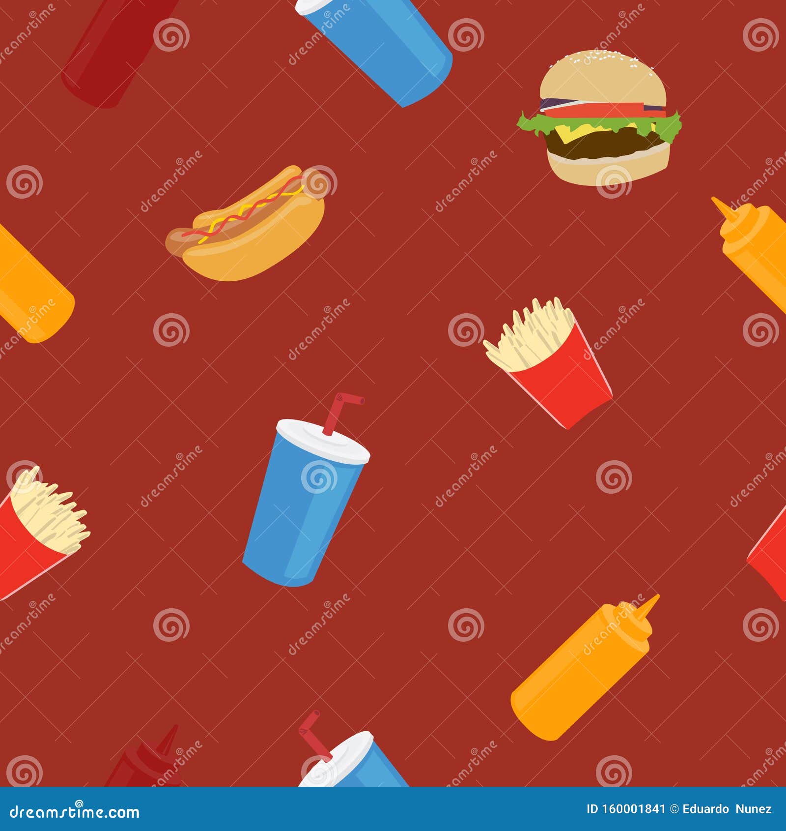 Vector Fast Food Seamless Pattern Background Stock Vector ...